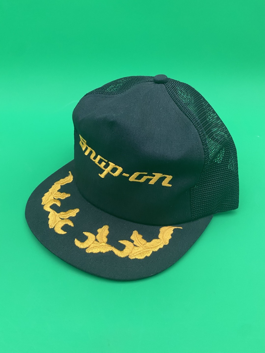 Snap-On Adjustable Black w/ Scrambled Egg Pattern Mesh Back Snapback ...