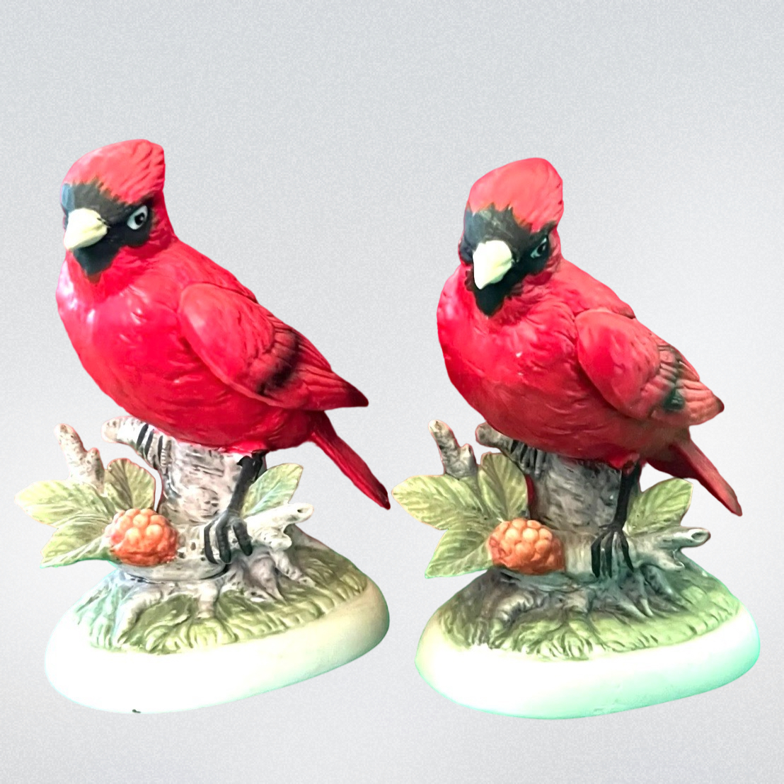 Pair Cardinal Ceramic Figurines.