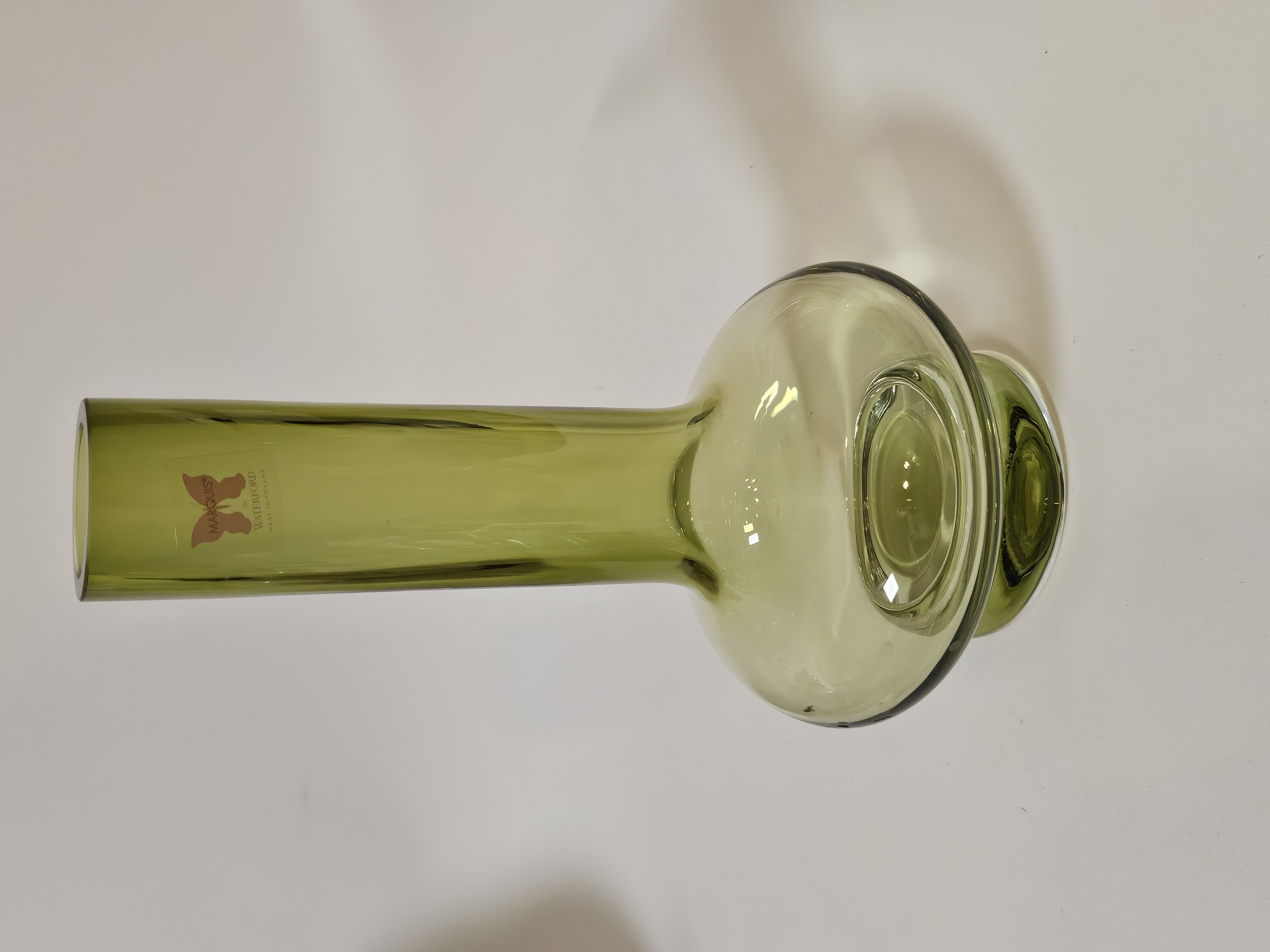 Marquis By Waterford Samba Vase Green Glass Elegant Long Neck Made In ...