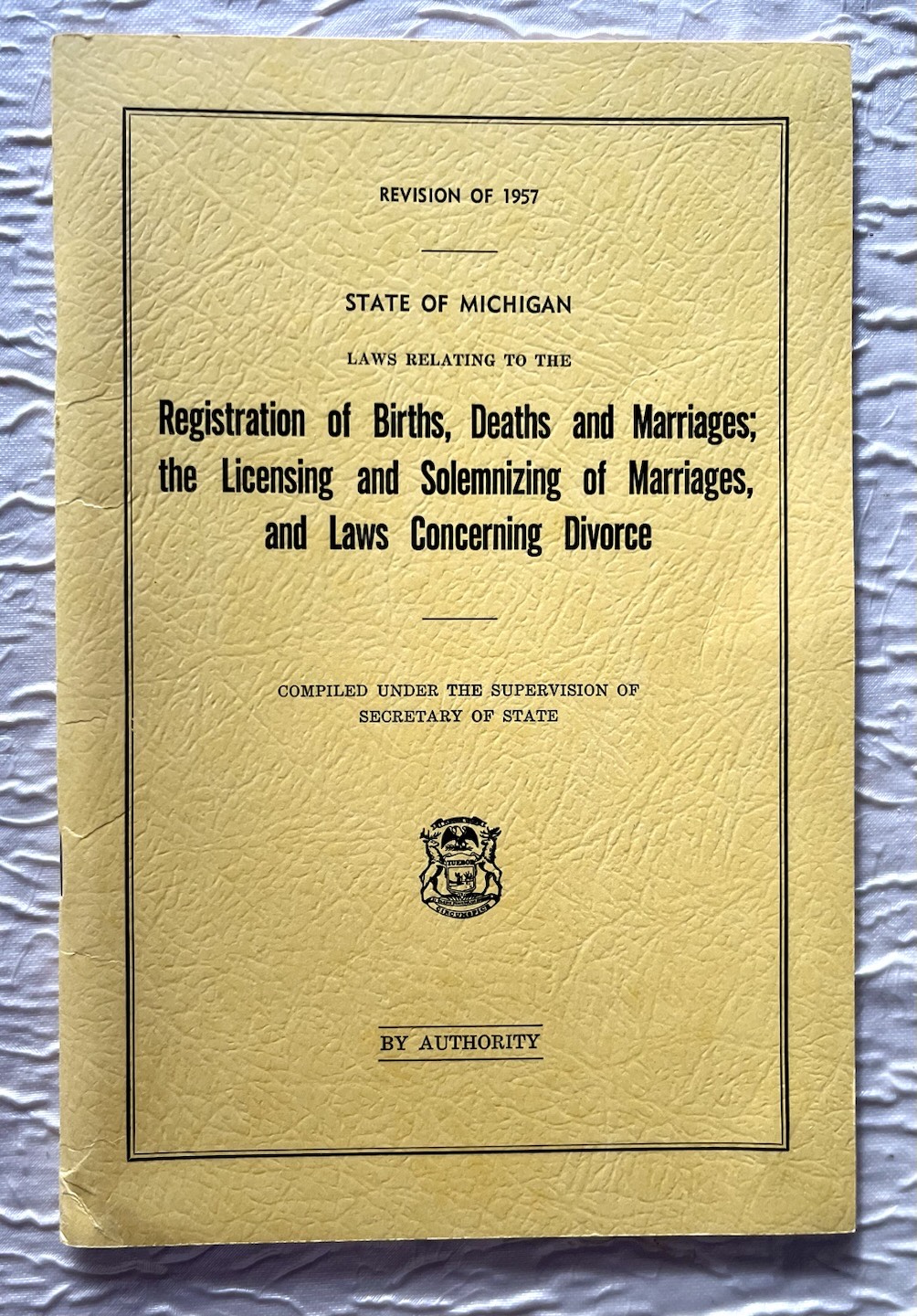 1957 Revision Michigan Booklet Registration of Births Deaths Marriage ...