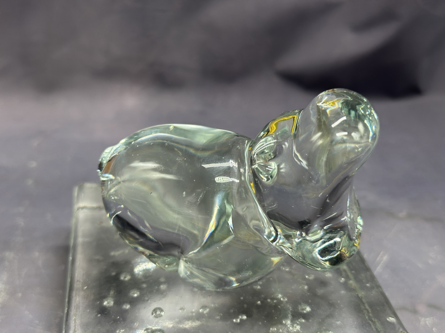 SALE Art Glass House Hippo Paperweight Figurine Mouth Open Wide ...