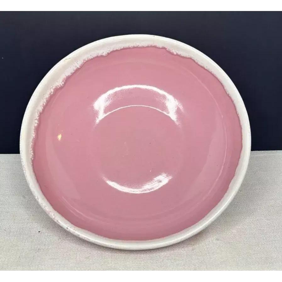 Vintage Hull Crestone Pink Pottery Bowl w/White Drip Edge Serving Bowl ...