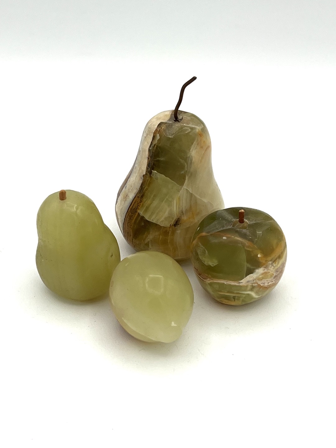 Stone Decoration: Set Of Four Small Quartz (?) Fruits