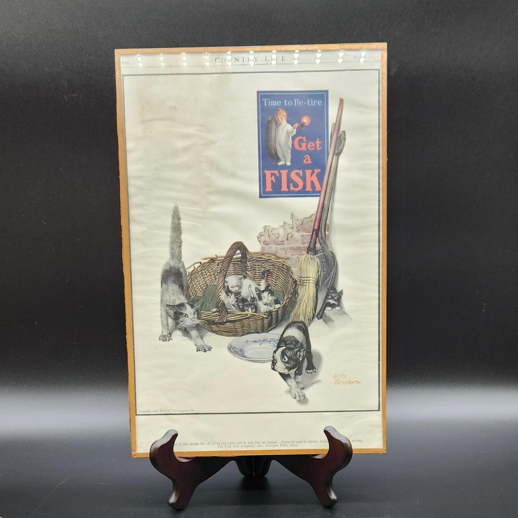 Fisk Tire Company Print Ad Cats and Dog