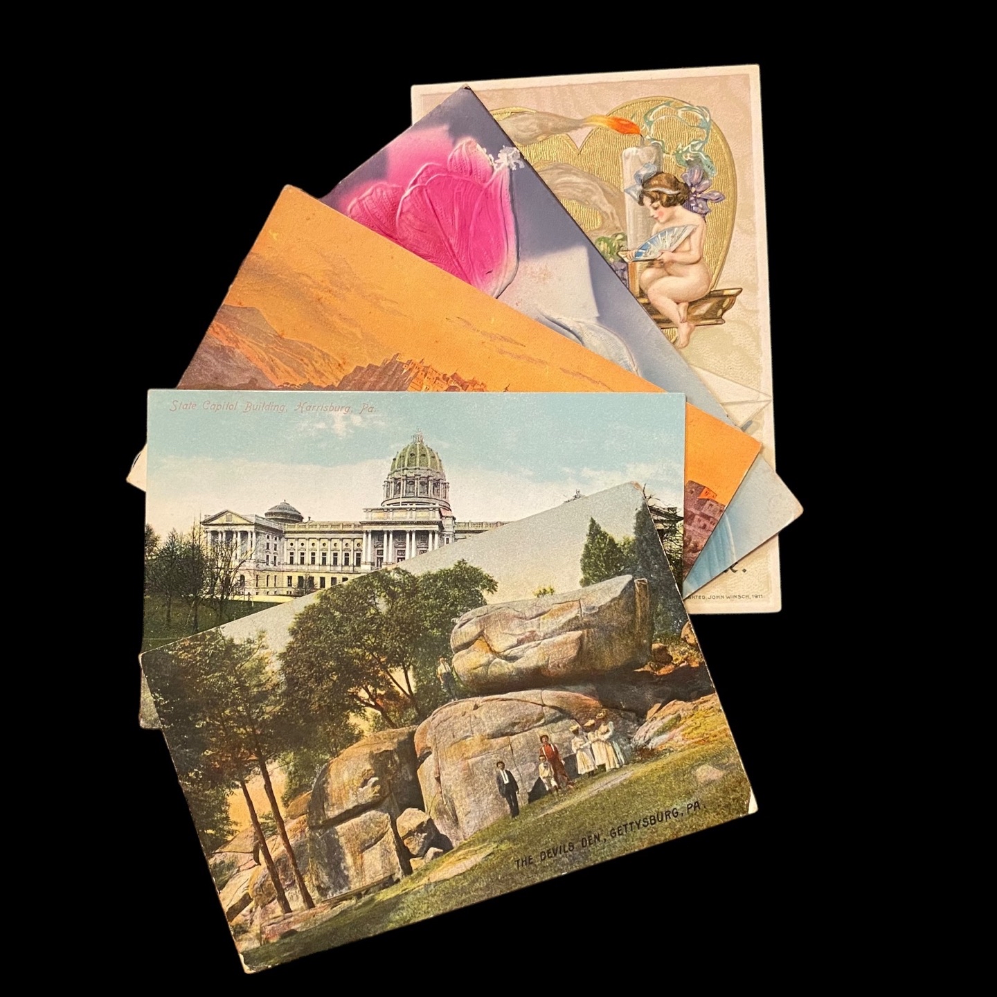 Antique Postcard Lot Of 5: Misc. Places + Things