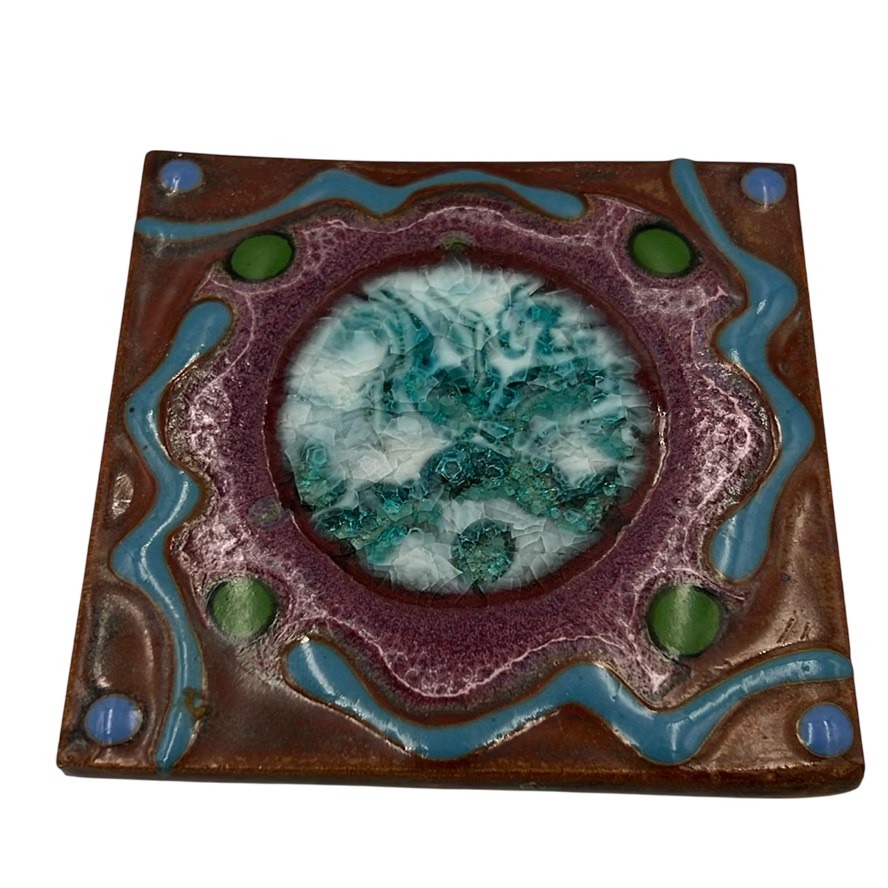 Art Pottery Earth Tile Trivet Crystalline Ctr Matthew Patton 6” Square