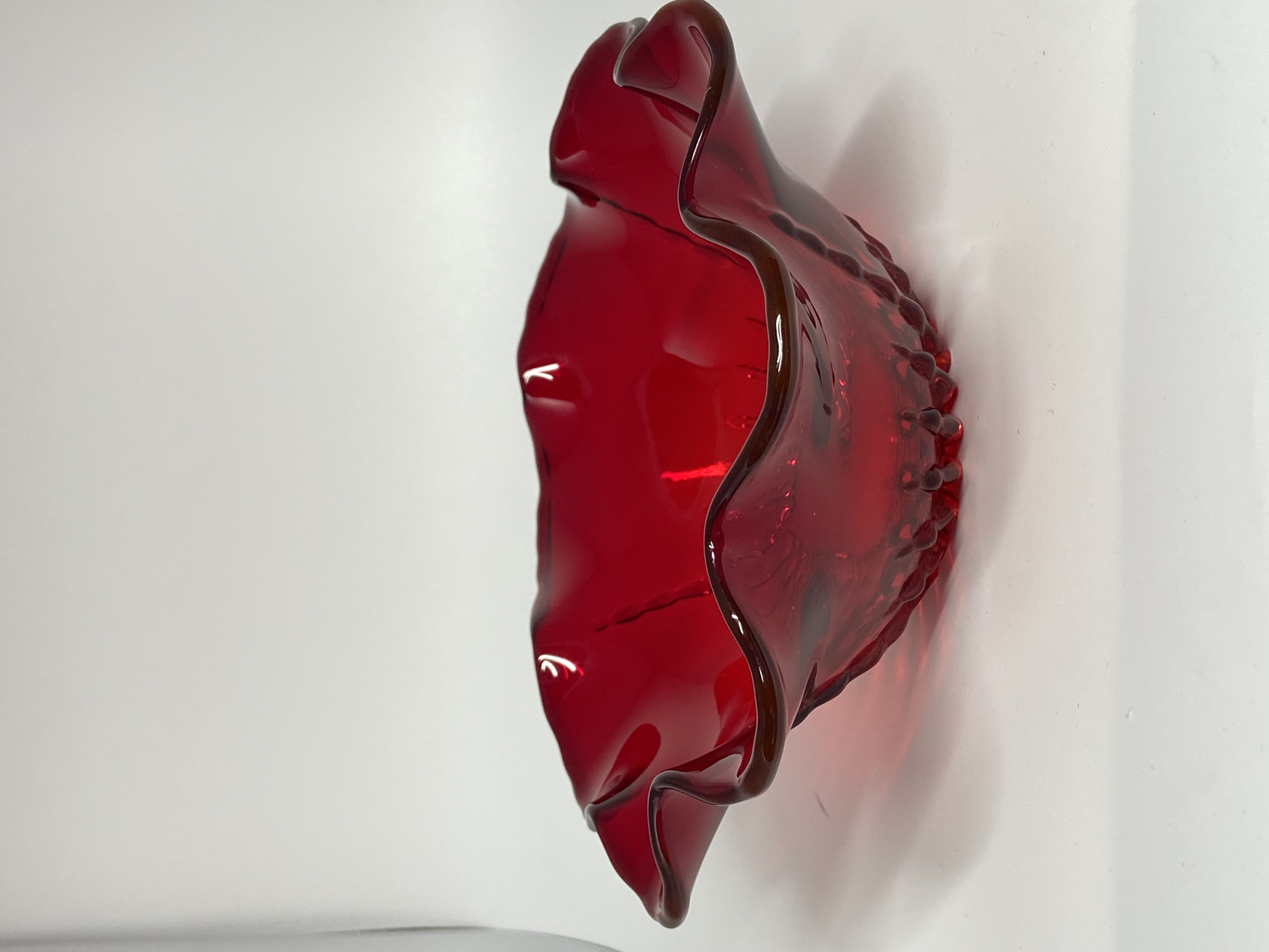 Vintage Fenton Amberina Ruby Red Glass Bowl, 6.5" Diameter