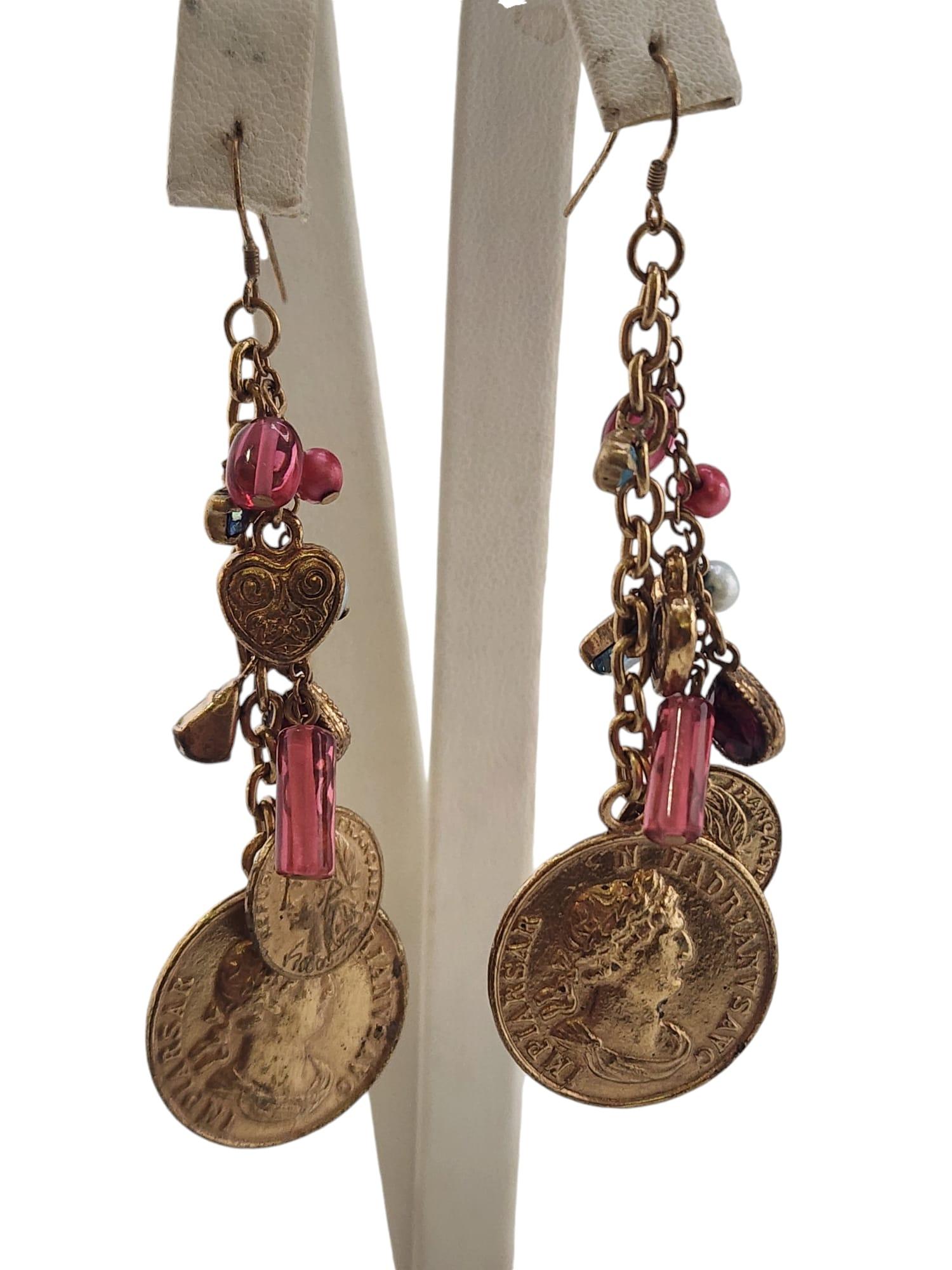 Vintage Fun Double Coin Dangling Earrings (A5543)