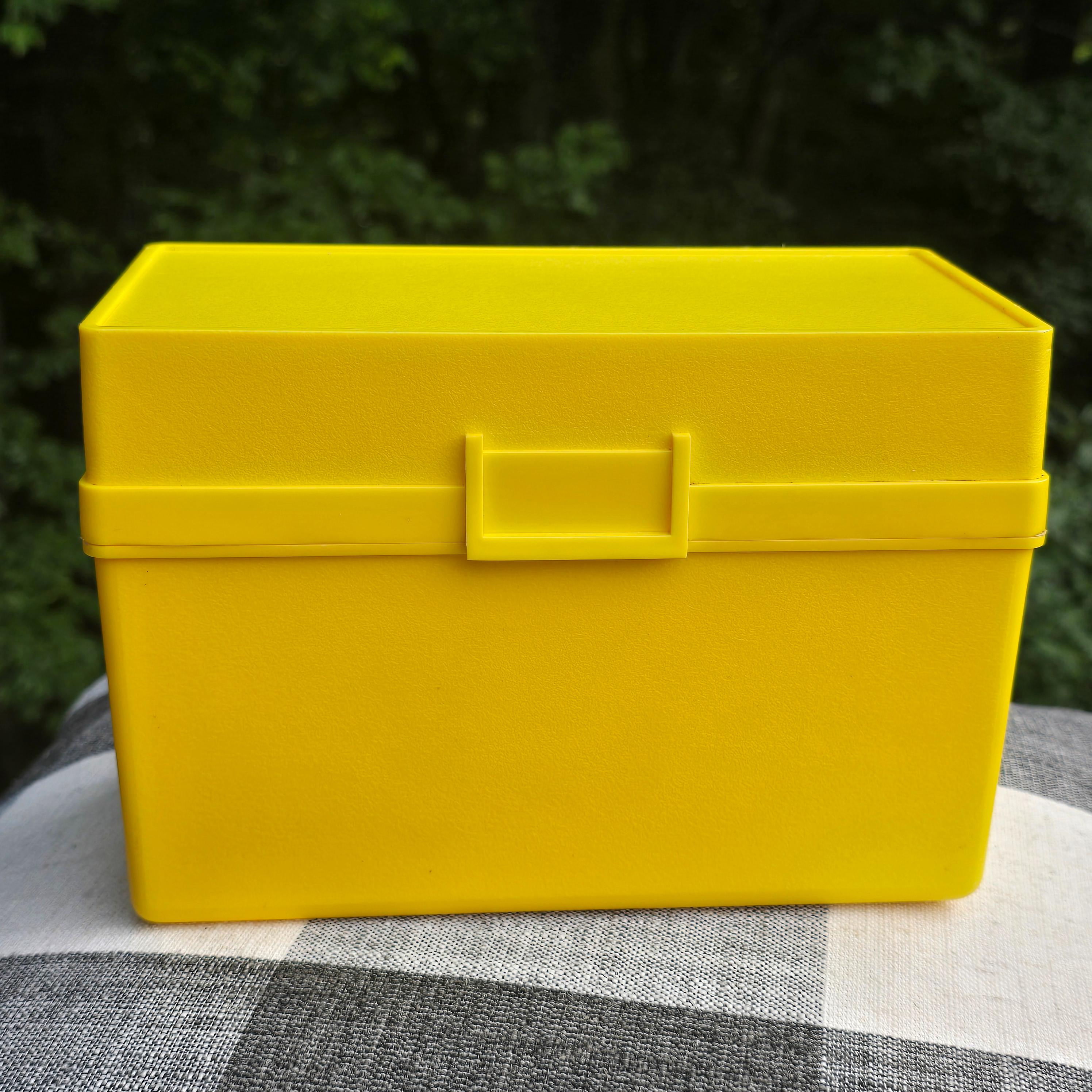 Large Vintage Yellow Plastic Recipes Box Container MCM Kitchen Storage ...