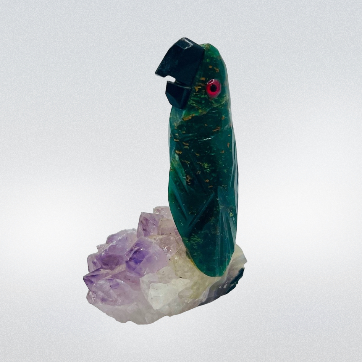 Carved Parrot On Gemstone 3”