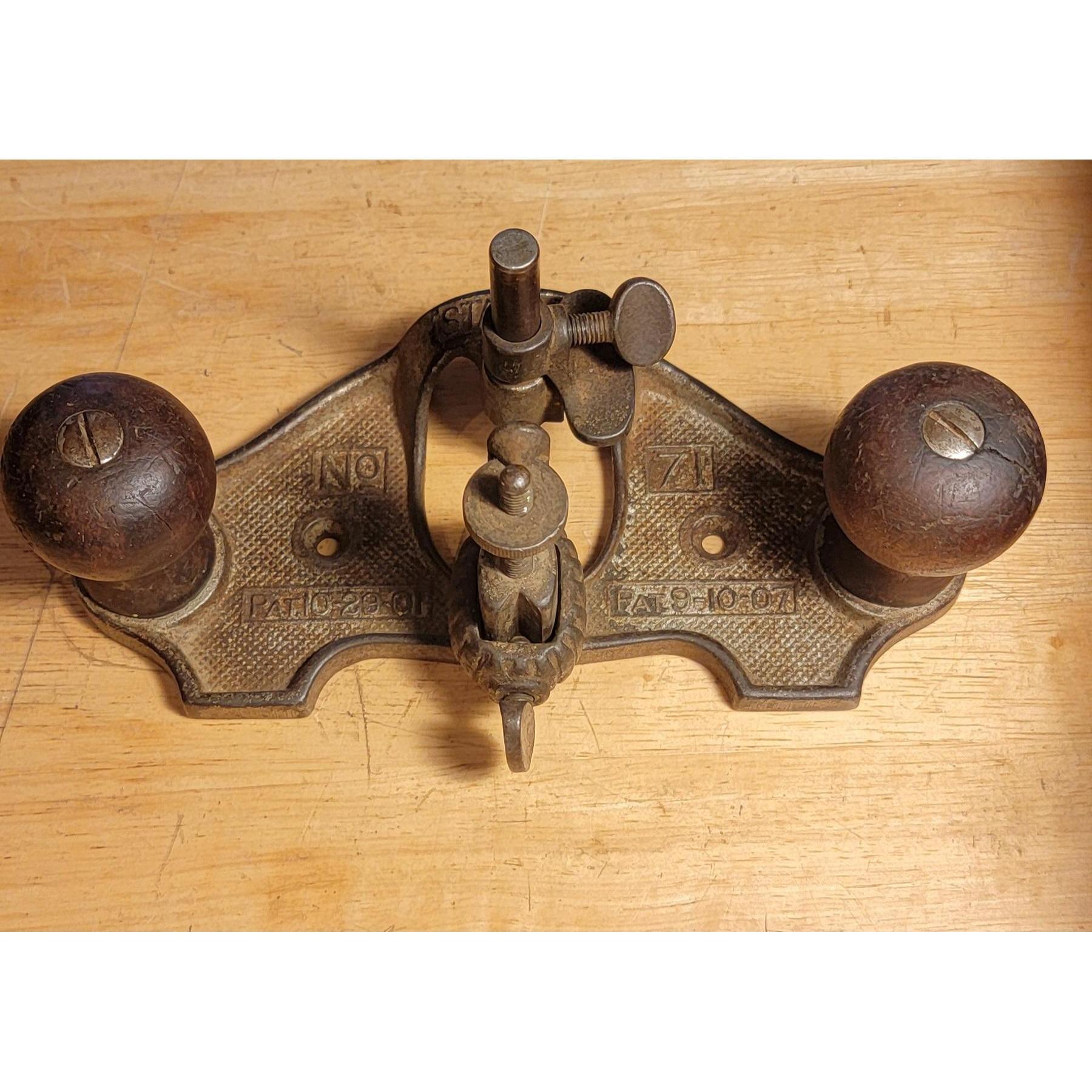 Stanley # 71 Router Plane Type 8 With Depth Stop 2 Pat. Dates Nice
