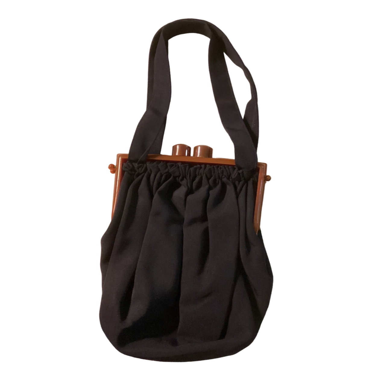 Vintage Navy Blue Silk Bakelite Closure Evening Purse