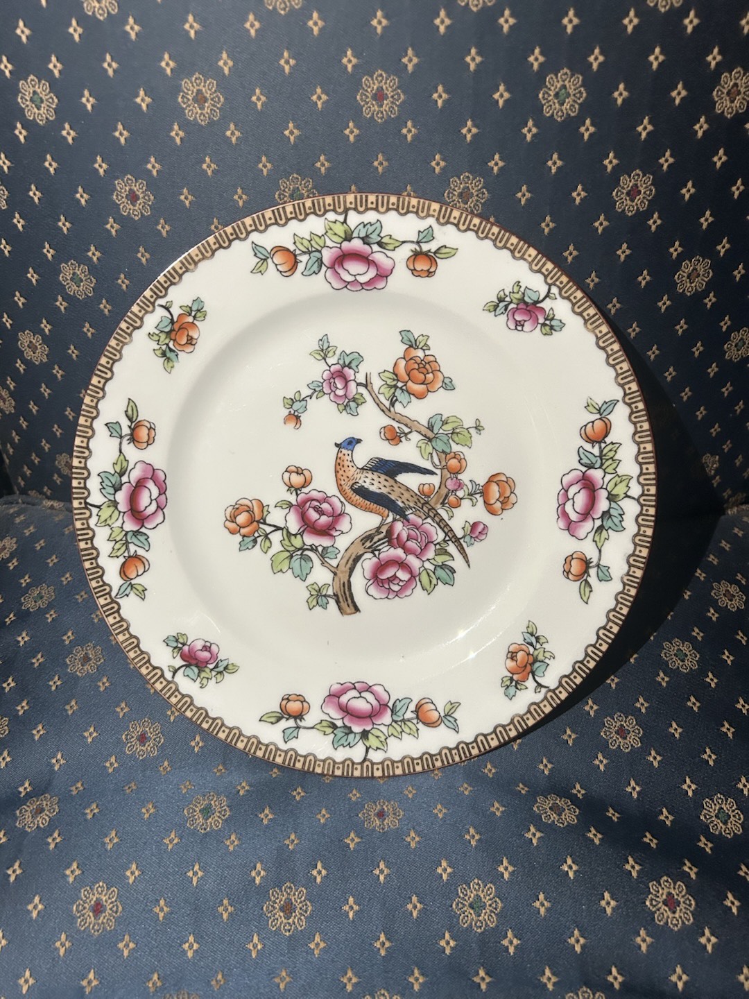 Vintage Czechoslovakia Victoria China 10” Plate W/ Pheasant And Flowers