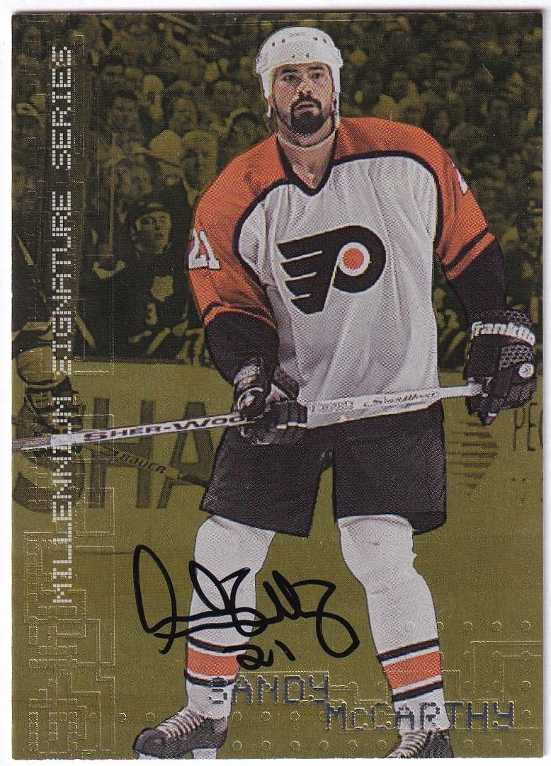 1999-00 BAP Millennium Autographs Gold #184 Sandy McCarthy Philadelphia Flyers Hockey Card