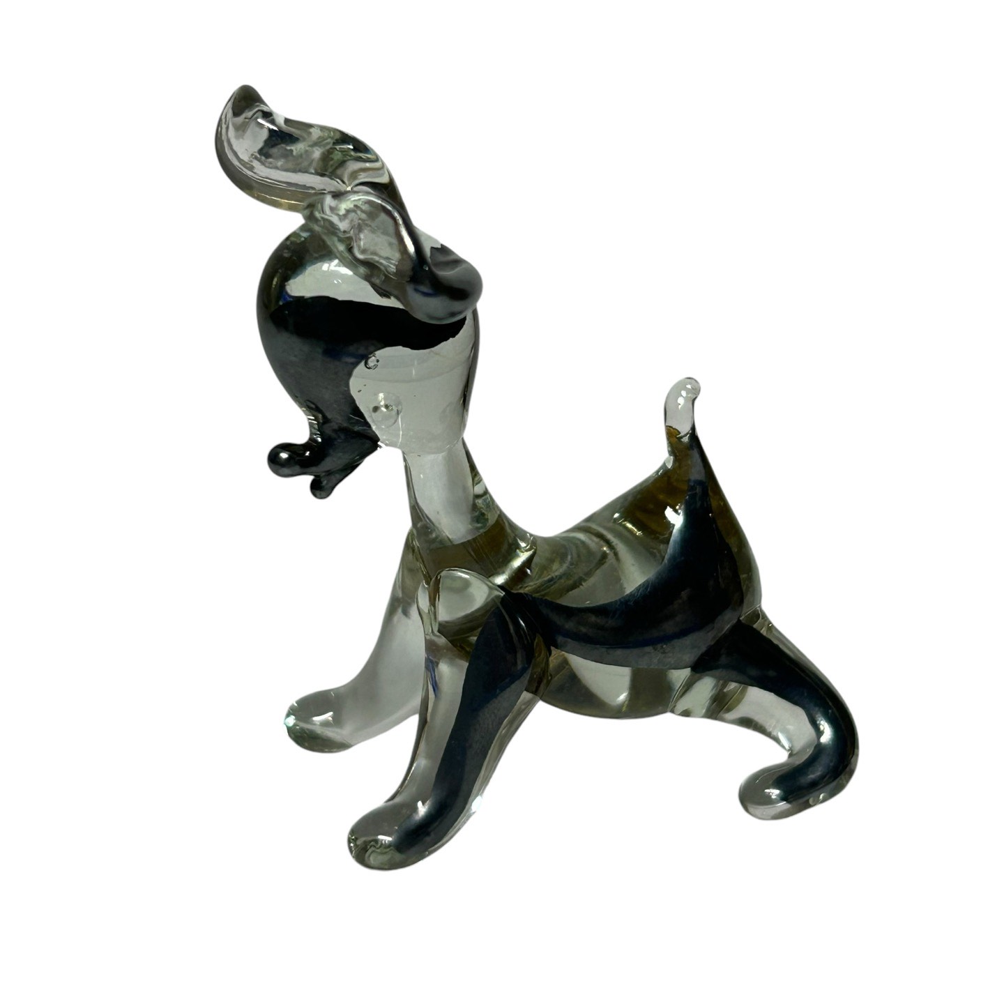 Miniature Art Glass Dog Figurine 2”