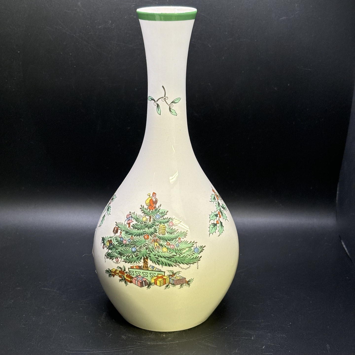 Spode England Christmas Tree Bud Vase 7.25”