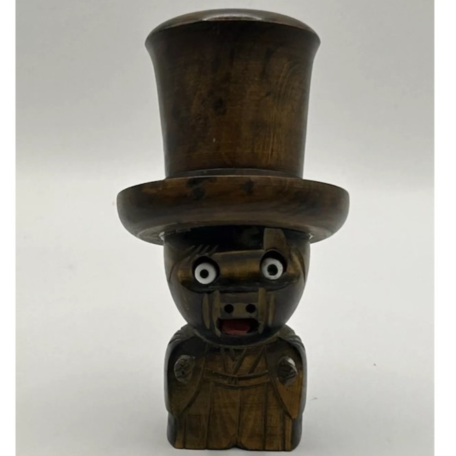 Vintage Antique Japanese Kobe Ningyo Doll Dice Game Black Shaker Japan Old