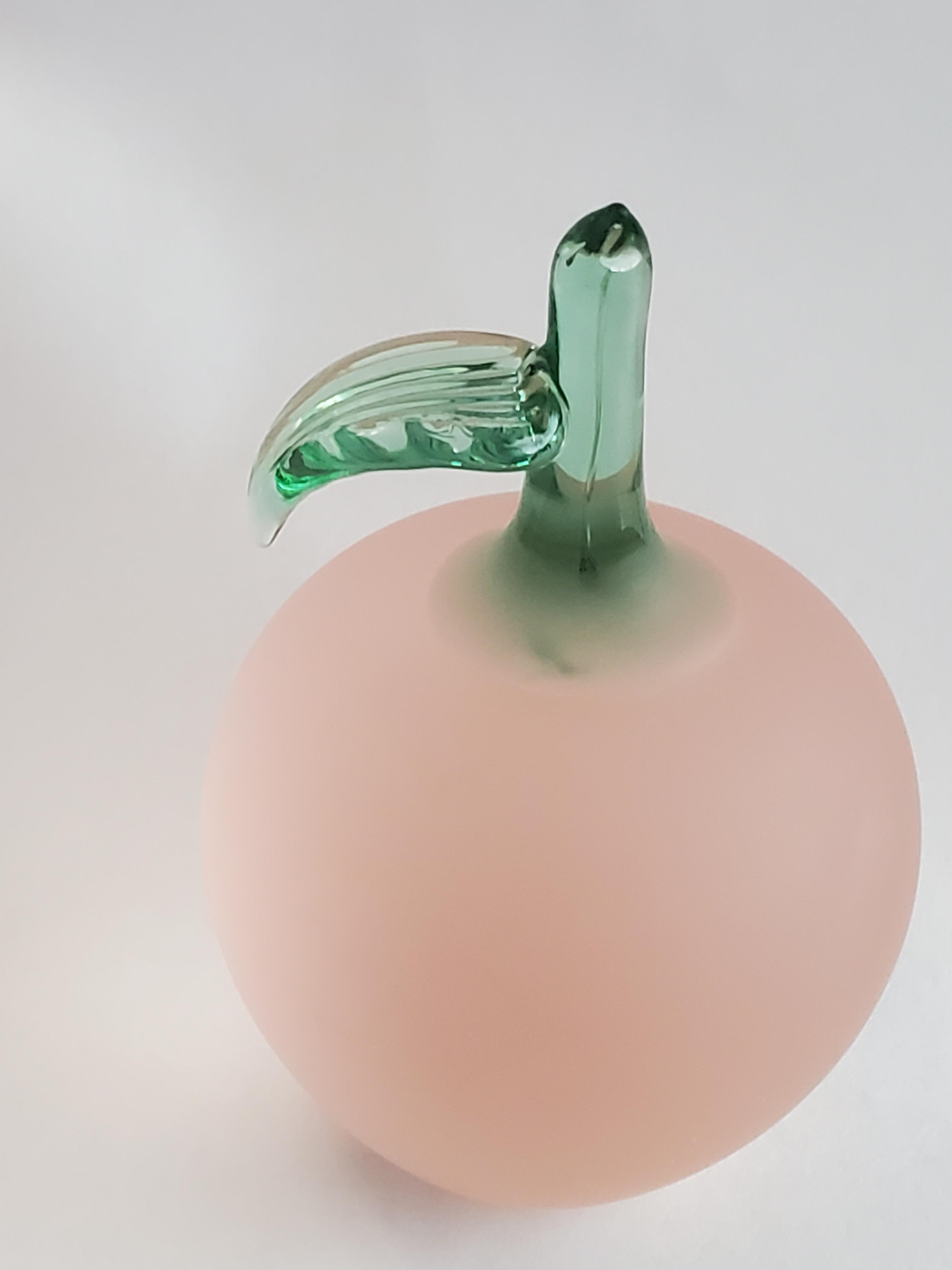 Frosted Blown Glass Peach Paperweight