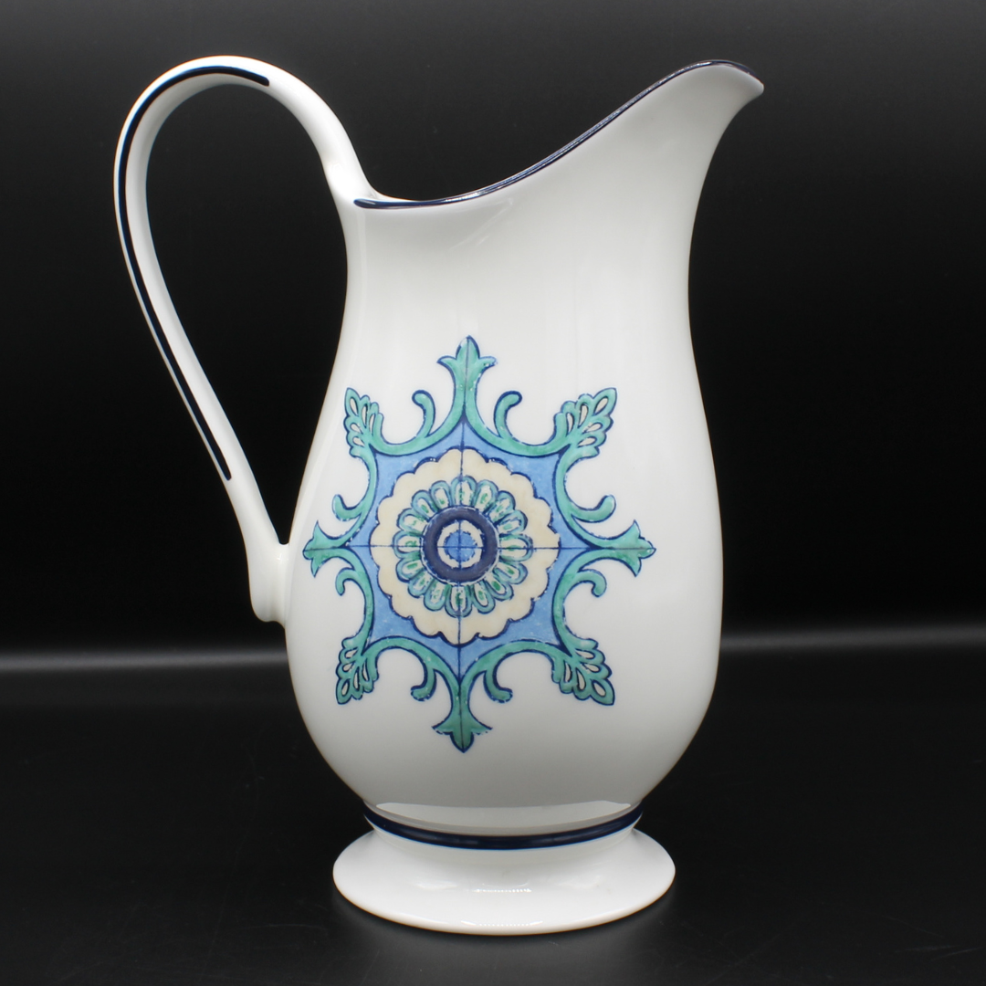 Vintage Lenox Mediterra Footed Small Pitcher White Blue Teal ...