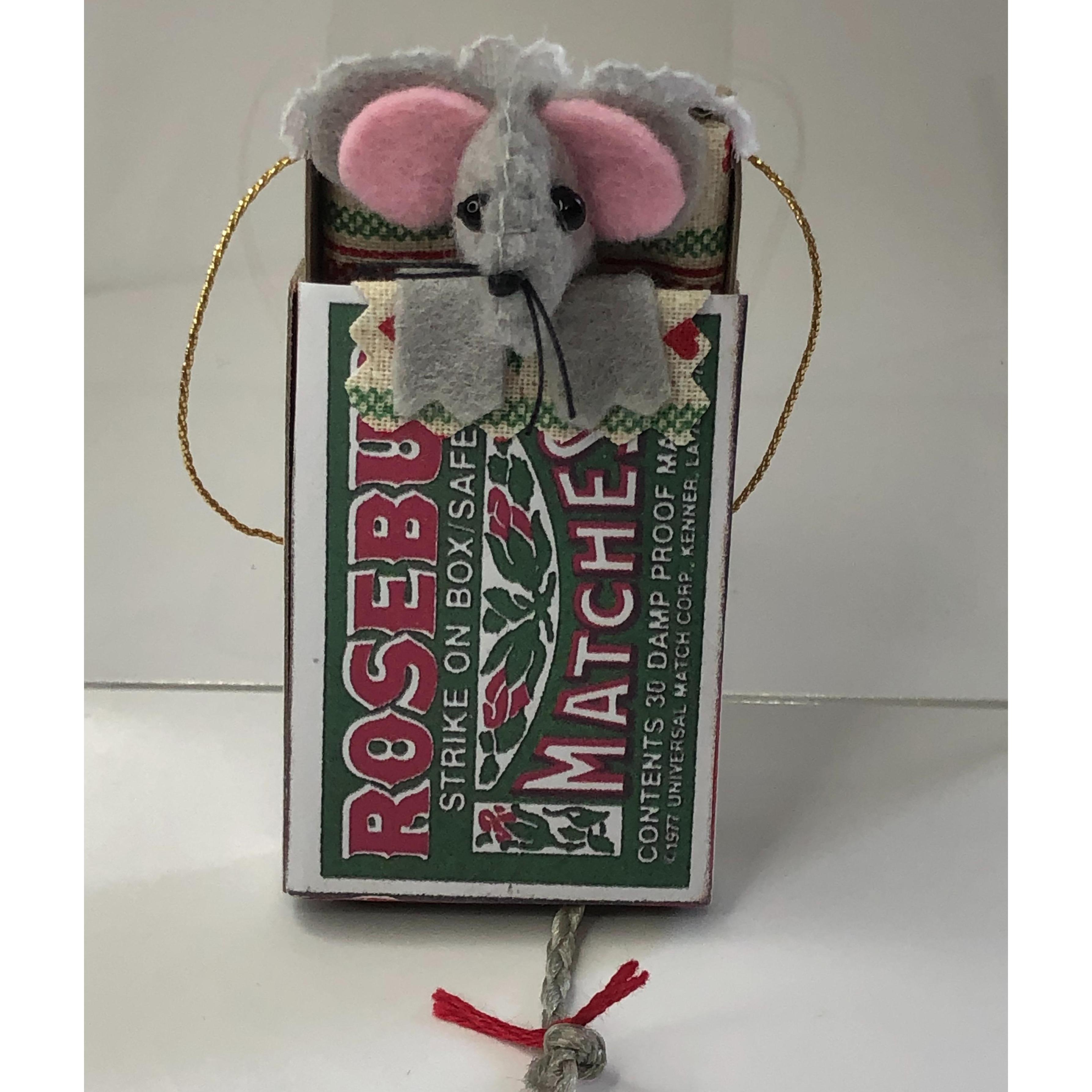 Handmade Felt Mouse in Matchbox Christmas Ornament