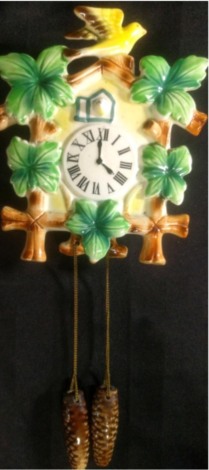 Vintage Hand-Painted Cuckoo Clock Wall Pocket,