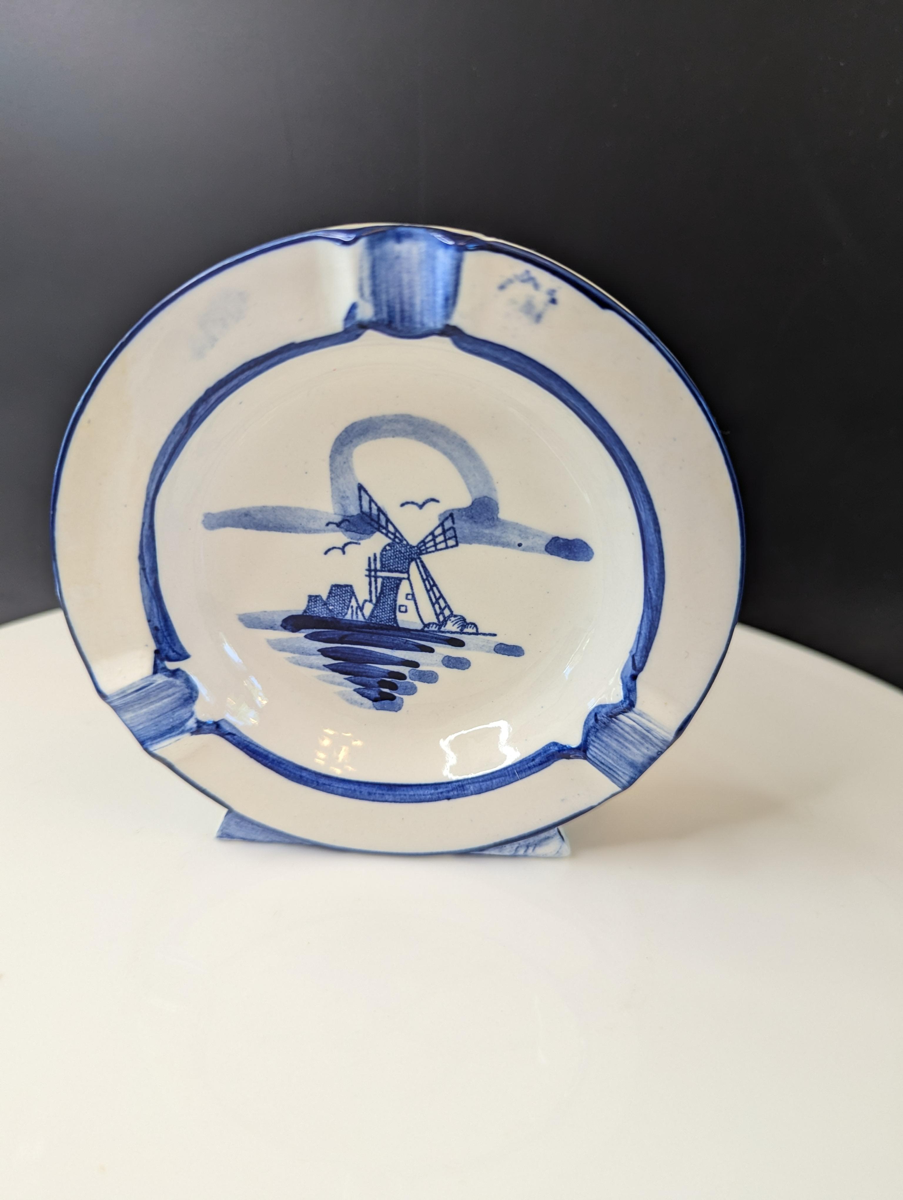 Vintage Blue Delft Standing Ashtray/Wall Hanging