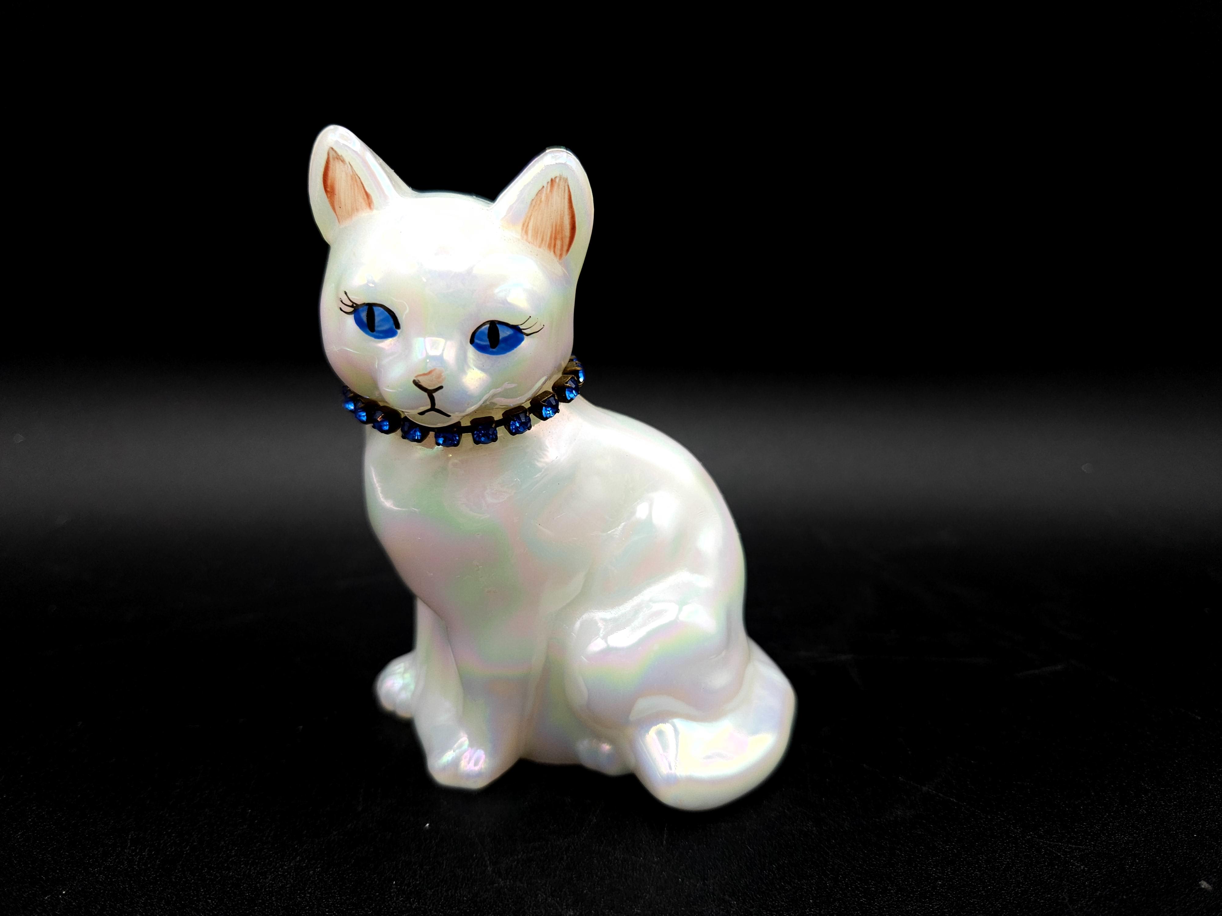Fenton Glass Calendar Cat Opalescent September Birthstone Blue ...