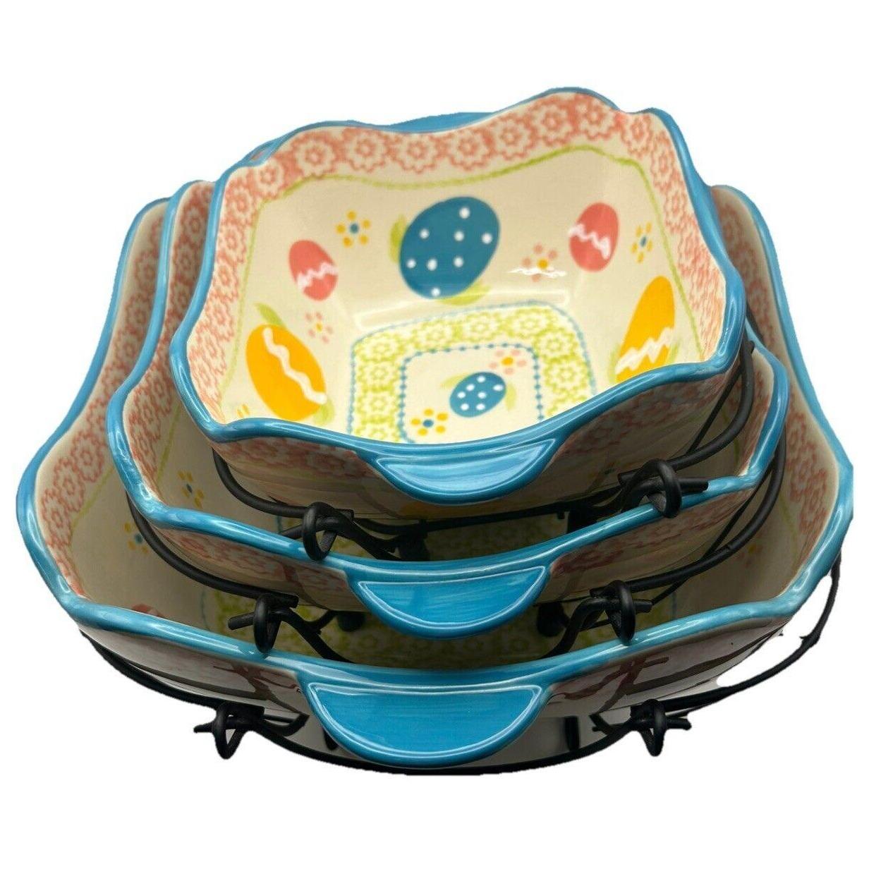 Set of 3 Temp-tations Square Baking Dishes w/ Racks Old World Easter Style