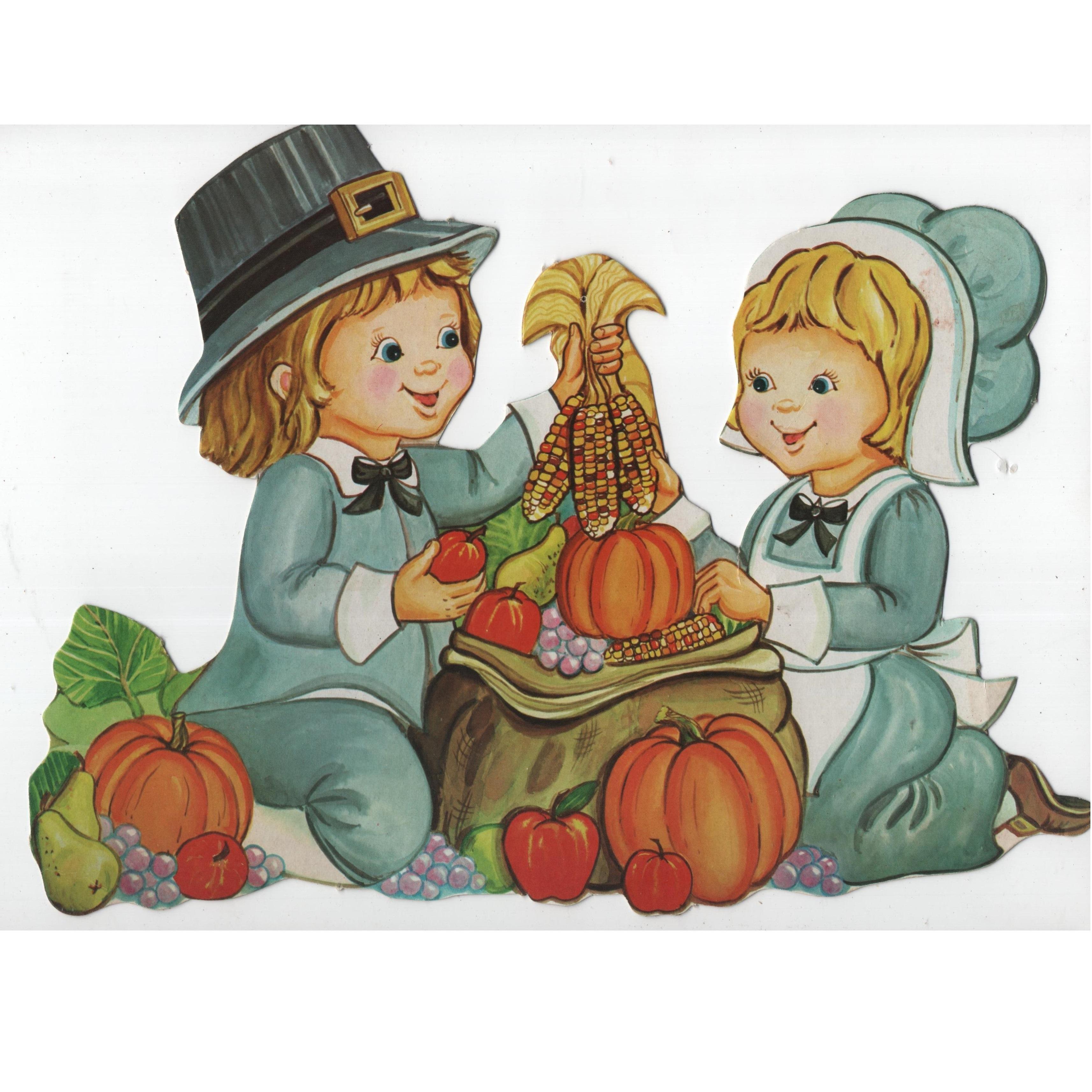 Vintage Paperboard Thanksgiving Theme Cutouts Home Decor Classroom ...
