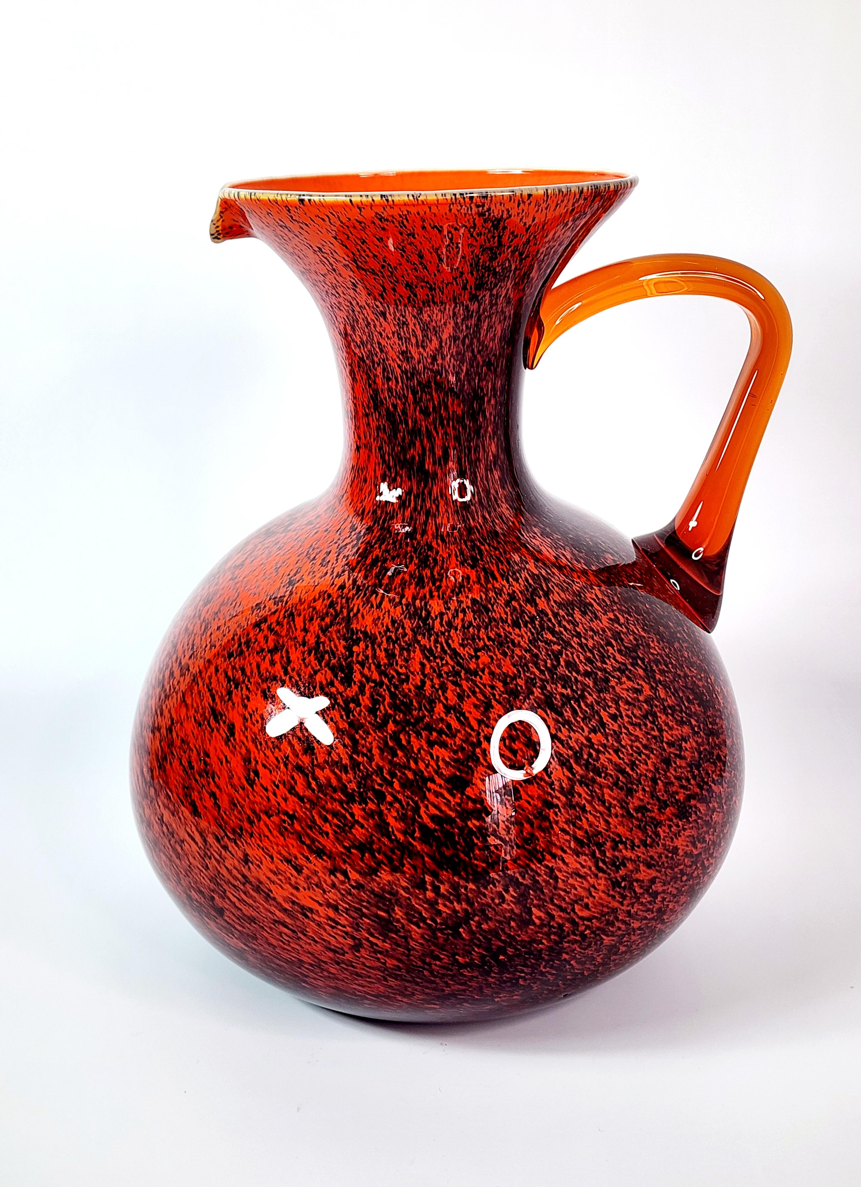 1960 Carlo Moretti Empoli Italy Orange & Black Splatter Cased Glass ...