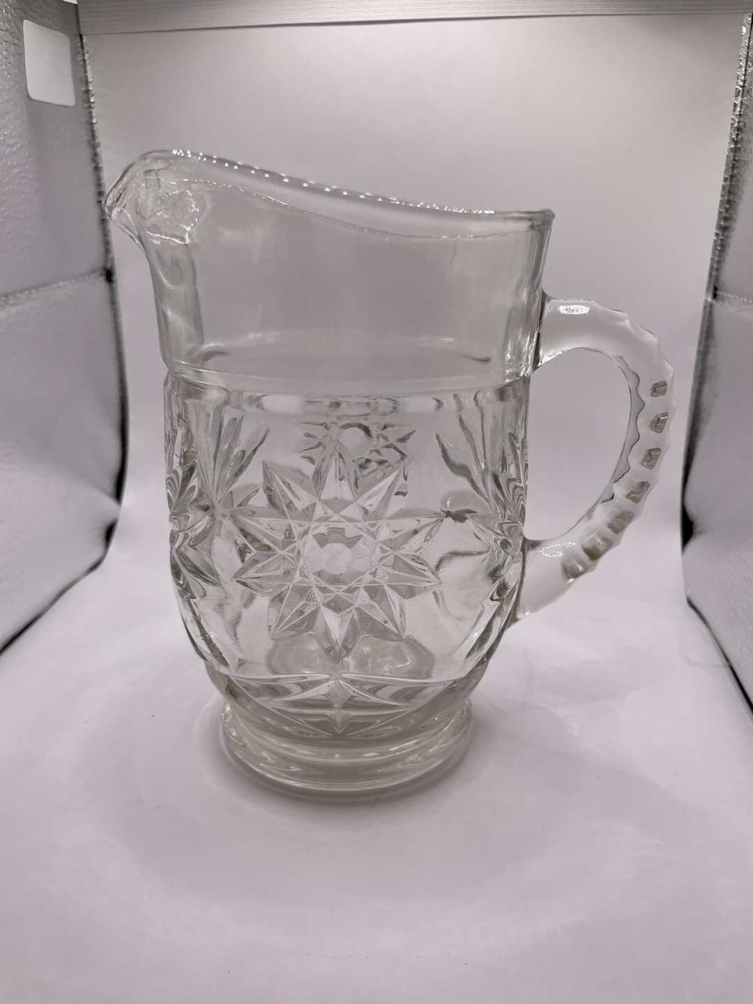 Vintage Anchor Hocking Prescut Star of David Pitcher approx. 5.75 in