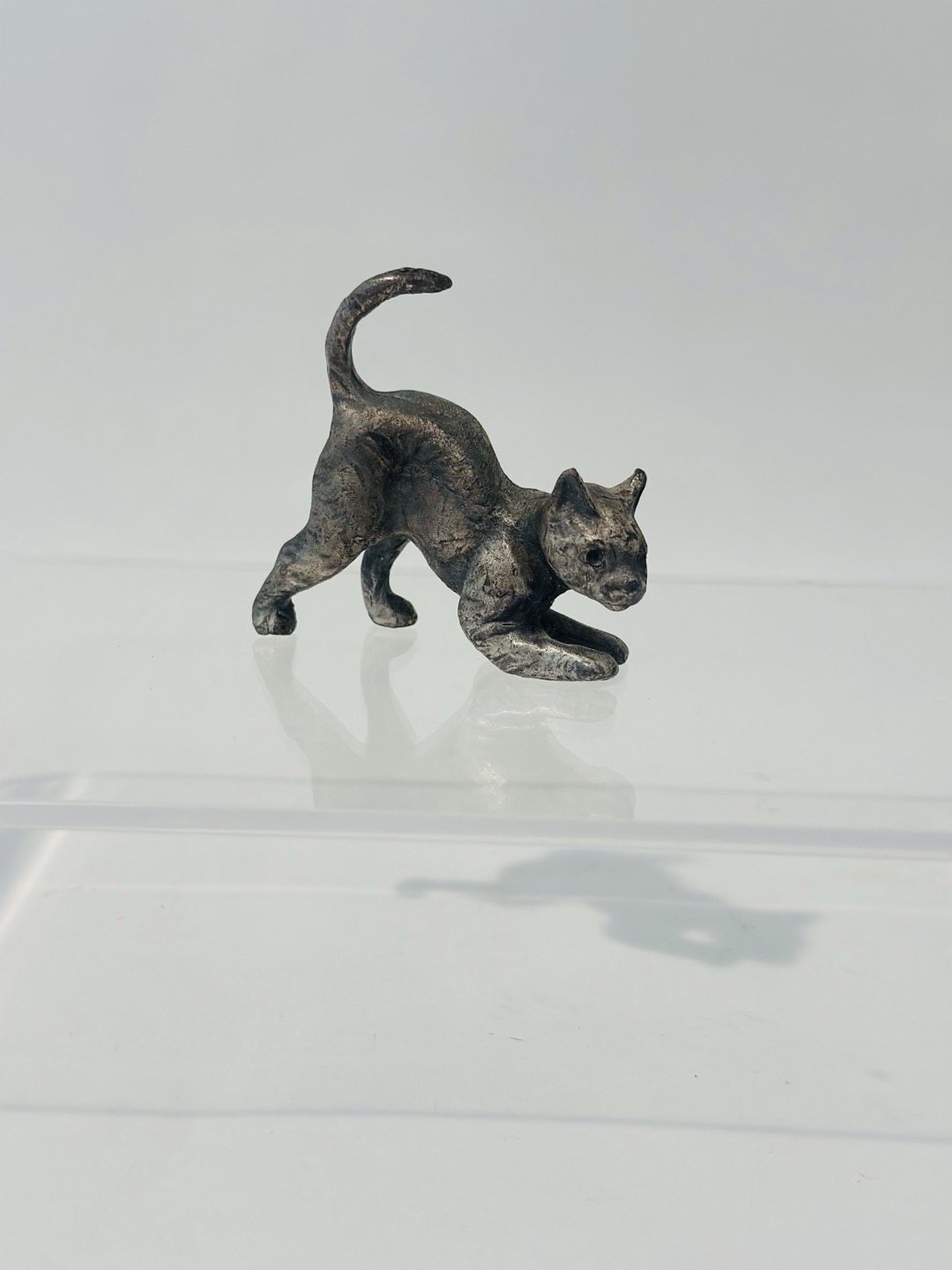 Vintage Pewter Miniature Playful Cat Kitten Figurine