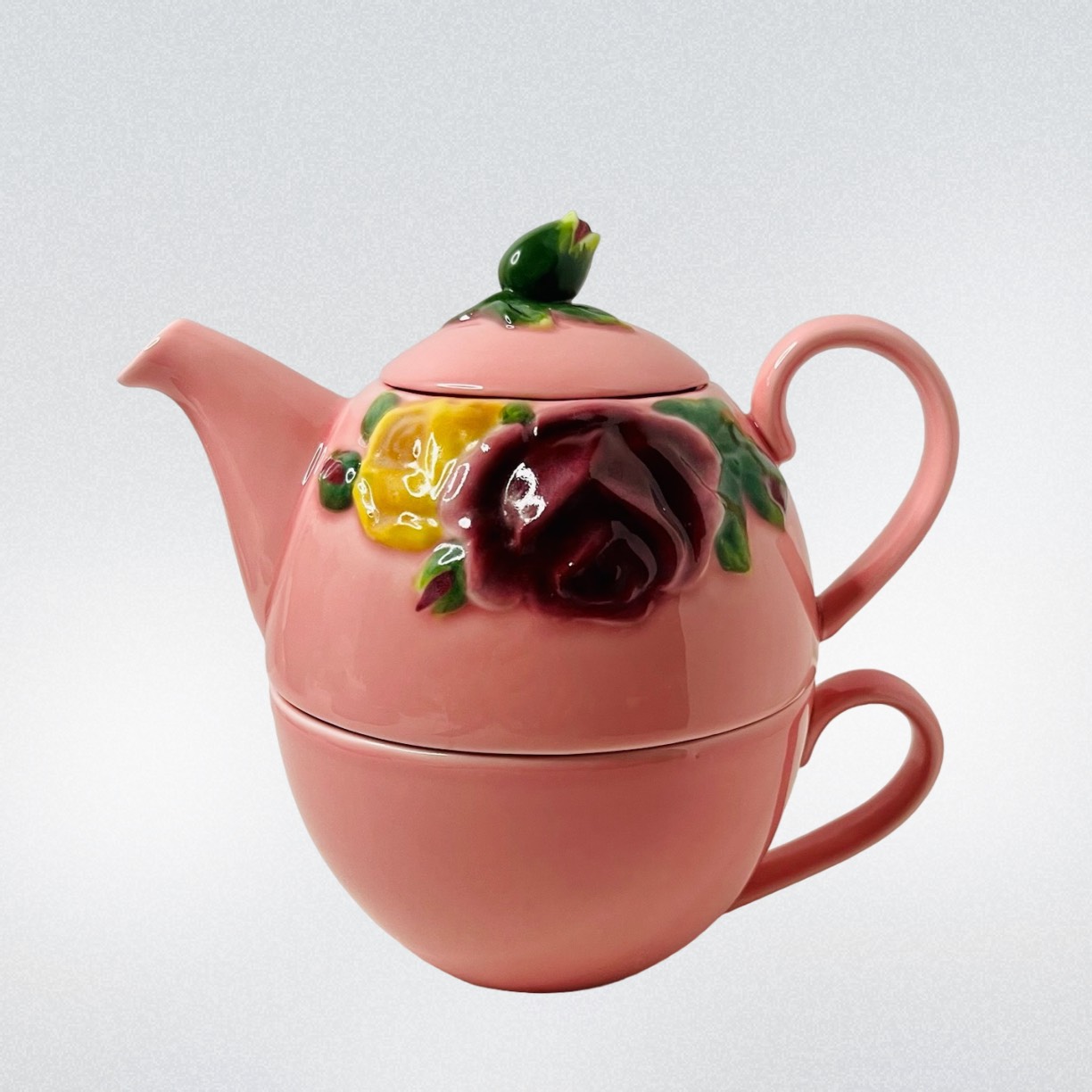 Royal Albert Desert Rose Single Serve Teapot And Cup Pink And Yellow ...