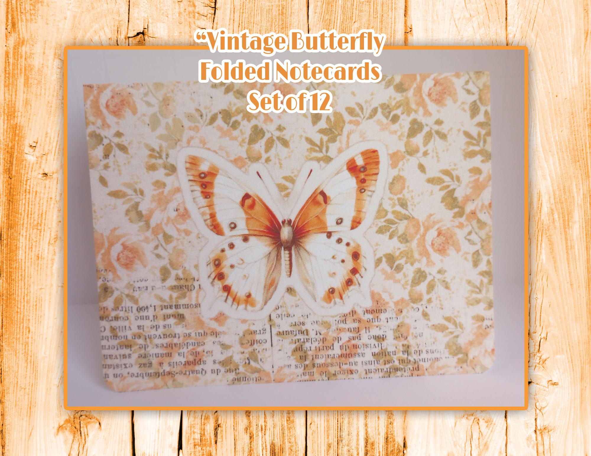 Vintage Butterfly Printed Folded A2 Cards, Notecards, Folded Cards ...