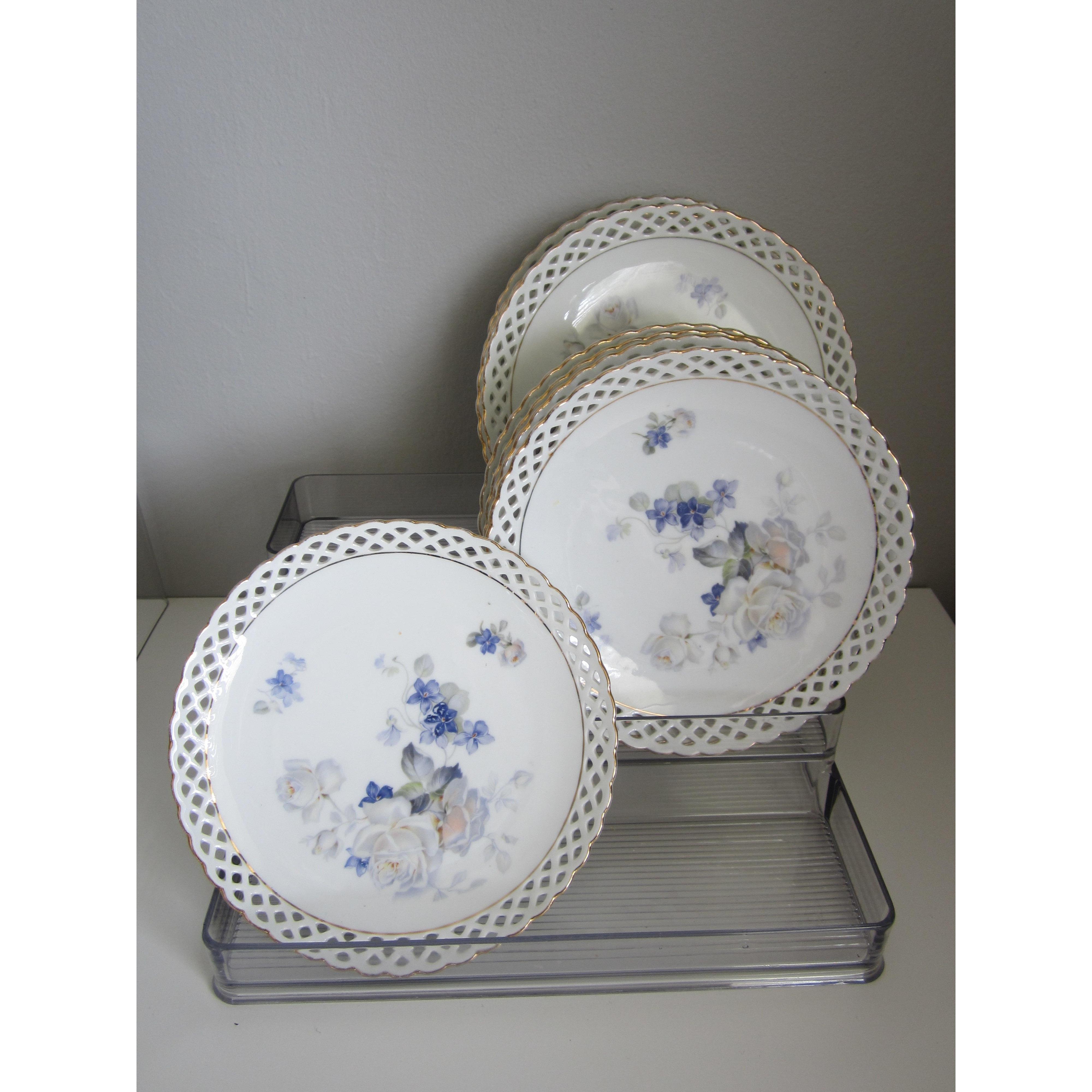 Set of 8 - 1920's Schumann Bavaria 7" plates with Reticulated Edge ...