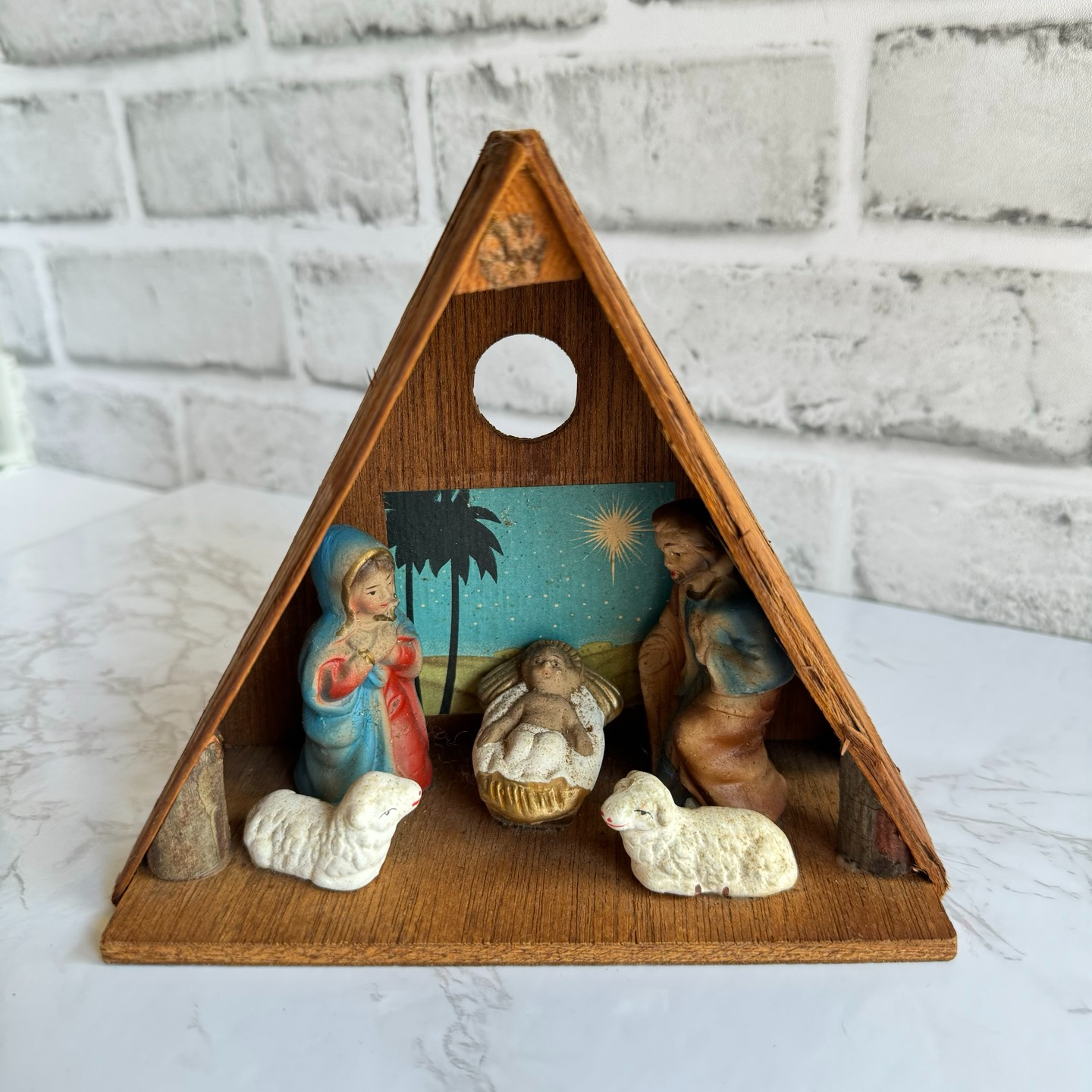26 Mid-Century A-Frame Style Nativity Manger Scene Japan
