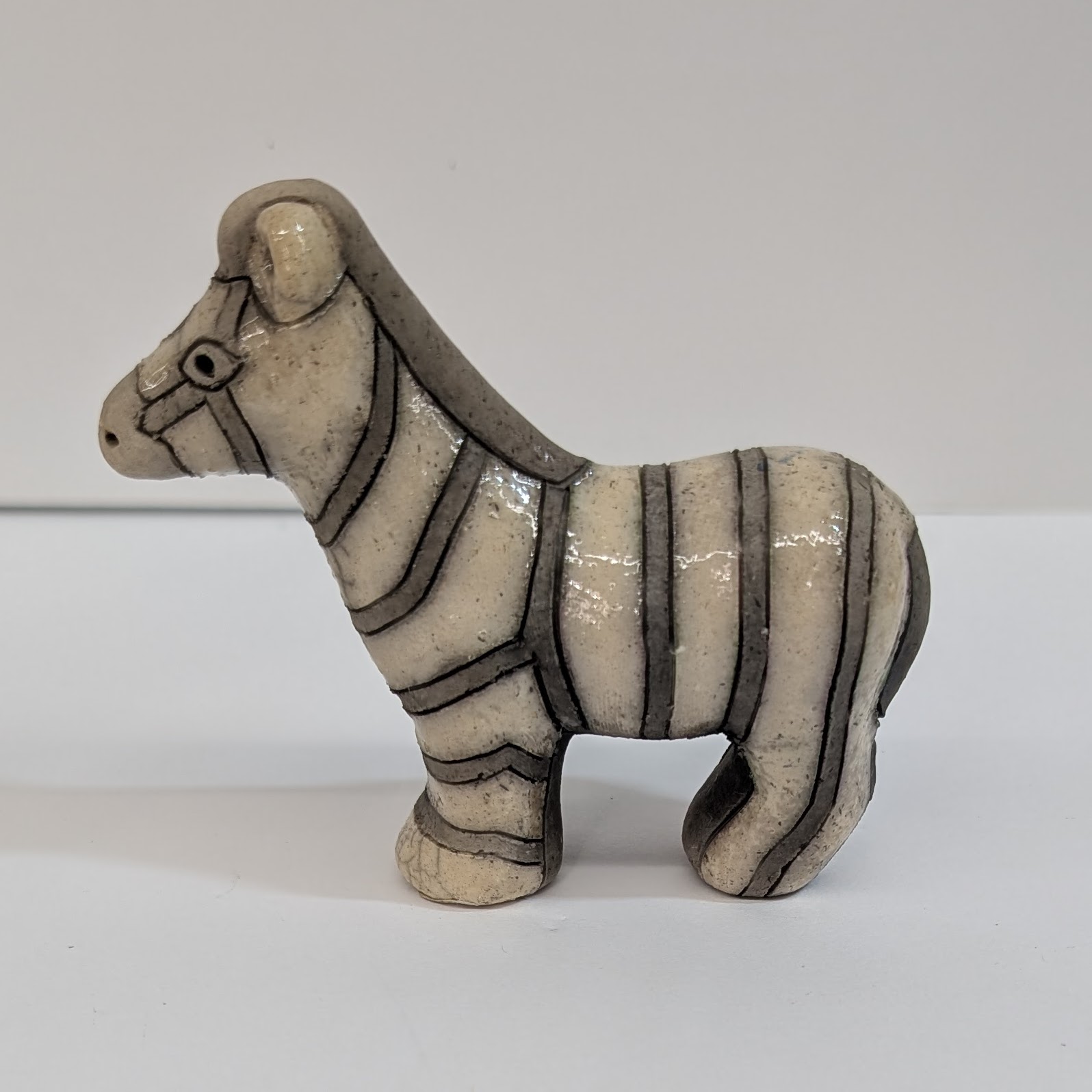 South African Raku Pottery Zebra Animal Figurine White Grey Stripes 3 ...