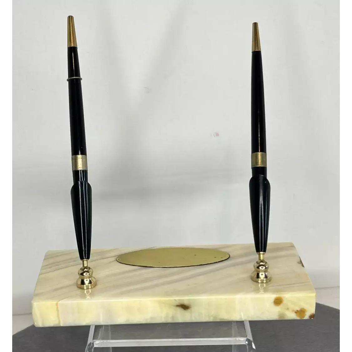 Vintage Sheaffer Premium Marble Writing Desk Pen Set with Dual ...