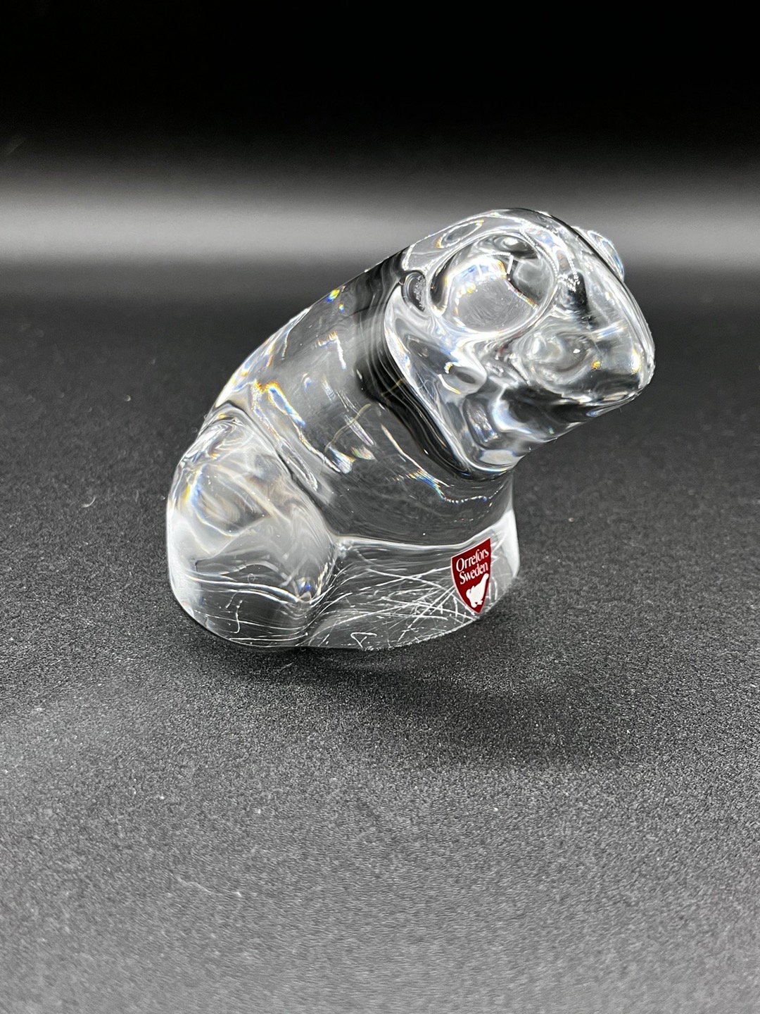 Orrefors Sweden Clear Art Glass Frog Paperweight🐸