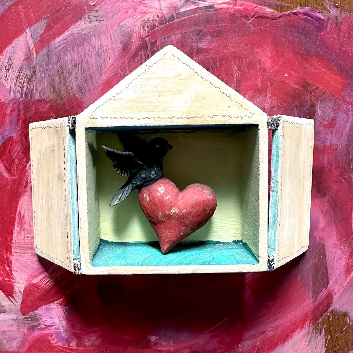 Bird and Heart Window Box Made In Lima Peru Signed Curiosity Box ...