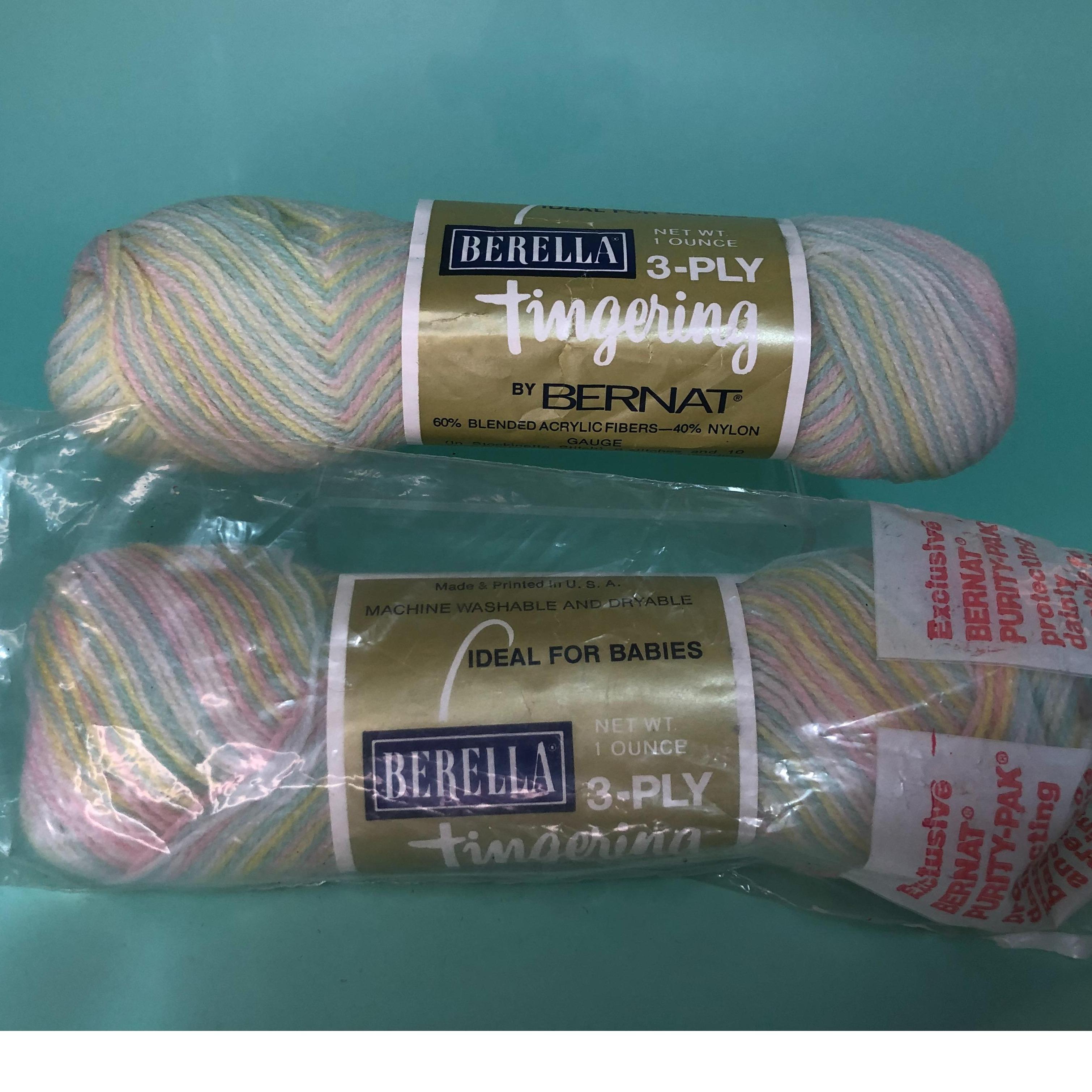 2 Skeins Vintage Berella 3 Ply Tingering Multicolor Baby Pastel Yarn