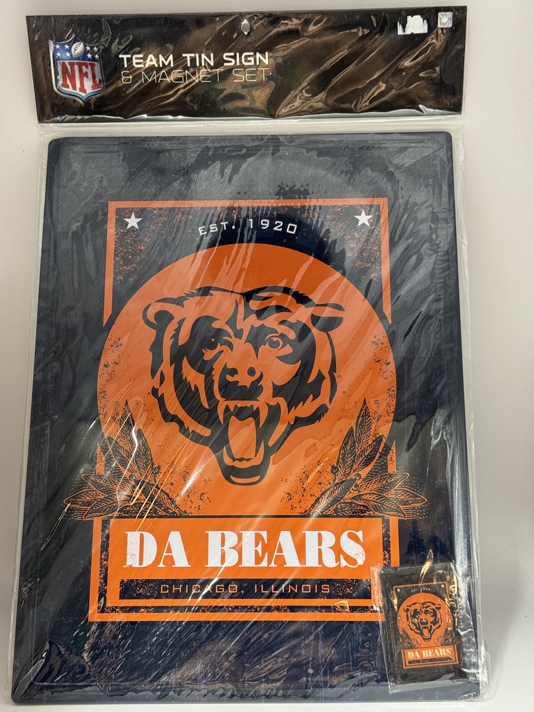 NFL Chicago Bears - Team Tin Sign (16"x12") & Magnet - Licensed - NEW