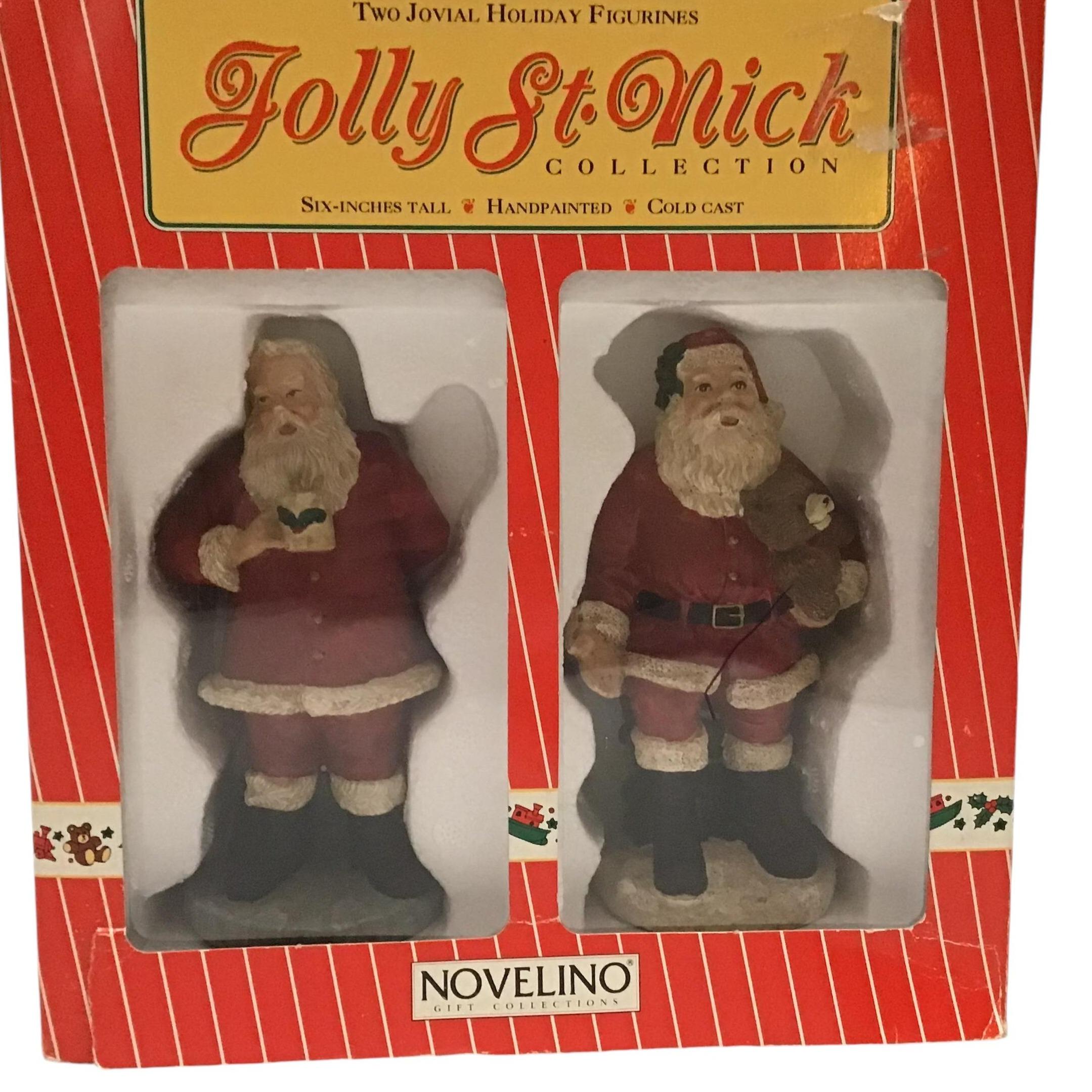 Vtg Novelino Jolly St Nick Collection 2 Santa Figures Hand painted Cold ...