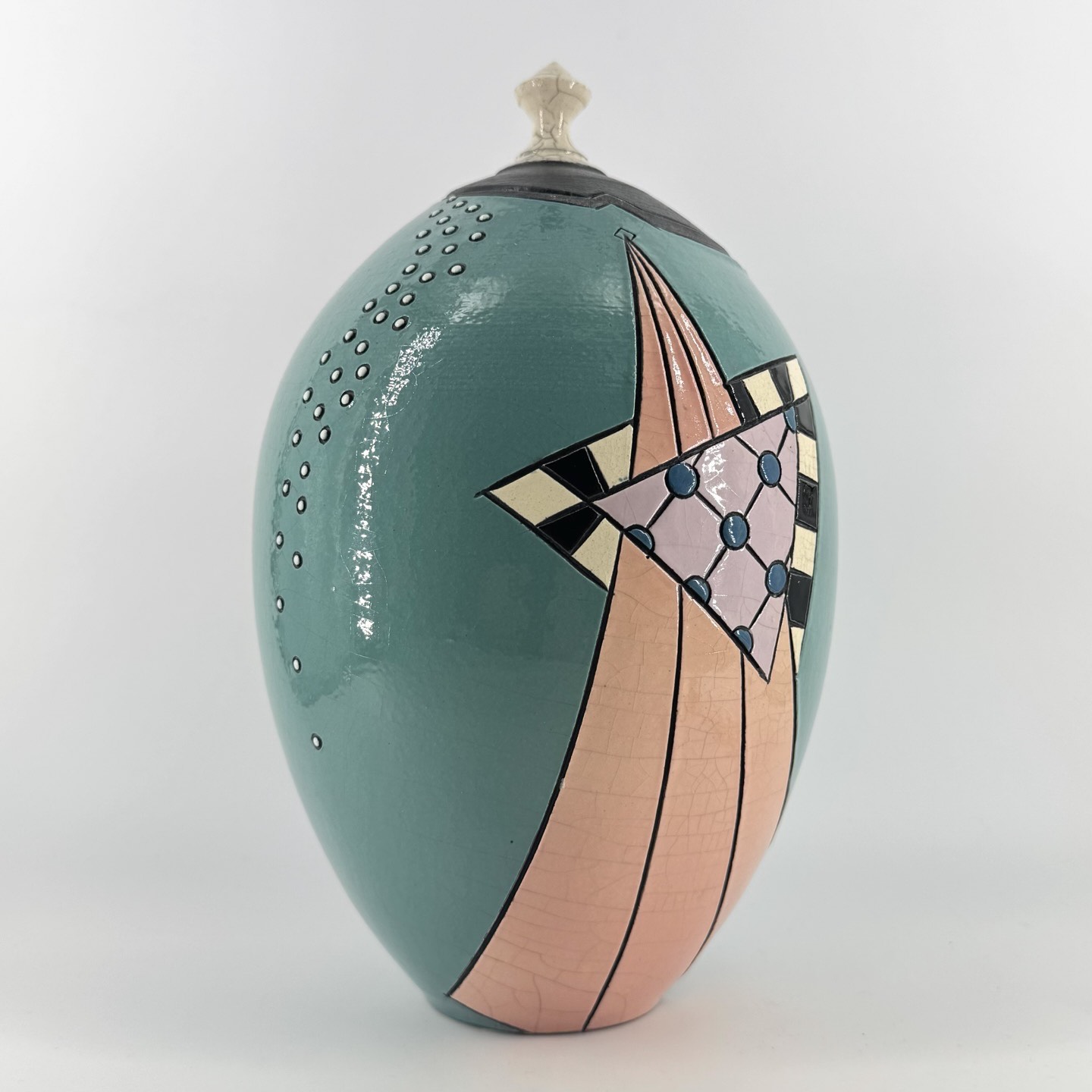 Andy Smith Raku Pottery Signed Modernist Jar