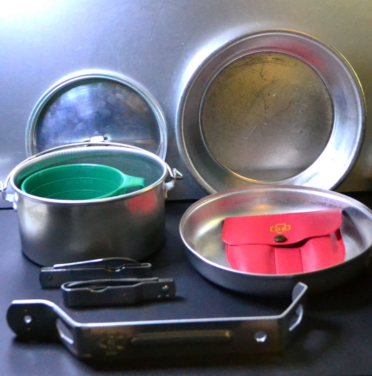 Vintage Girl Scout Mess Kit With Knife Fork Carry Case Camping Cooking