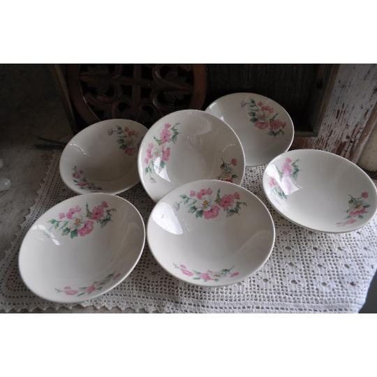 Homer Laughlin "Rhythm" Rose Pattern Fruit Bowls set of 6