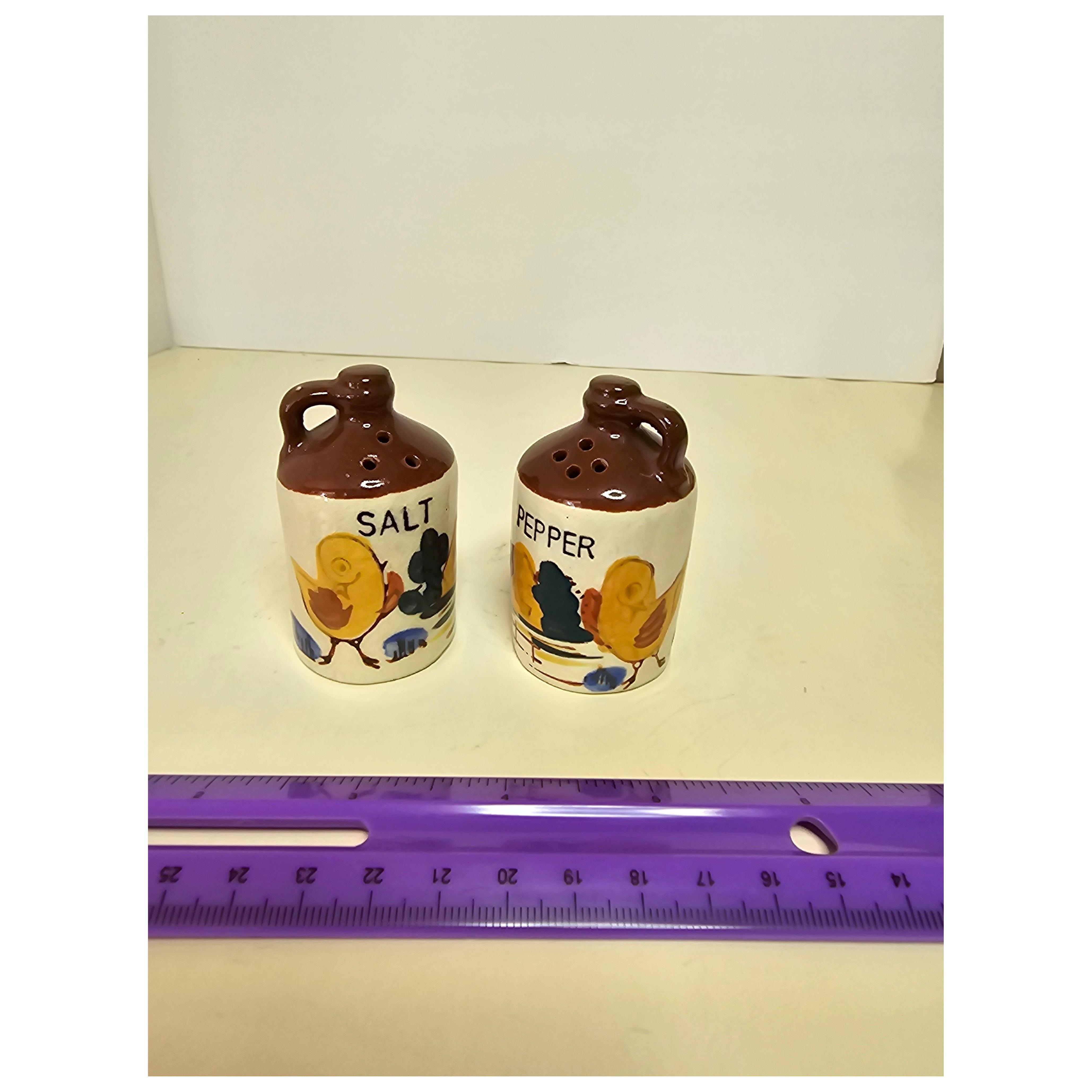 Vintage Mini Jugs With Hand Painted Farm Scene Marked Japan