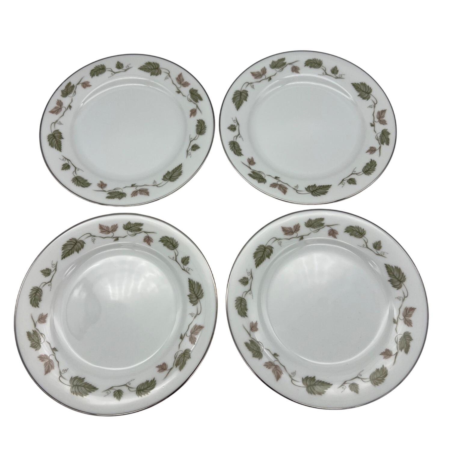 Vintage Noritake Japan Vineyard 4 Bread Plates Pattern 6449 Leaves & Vine