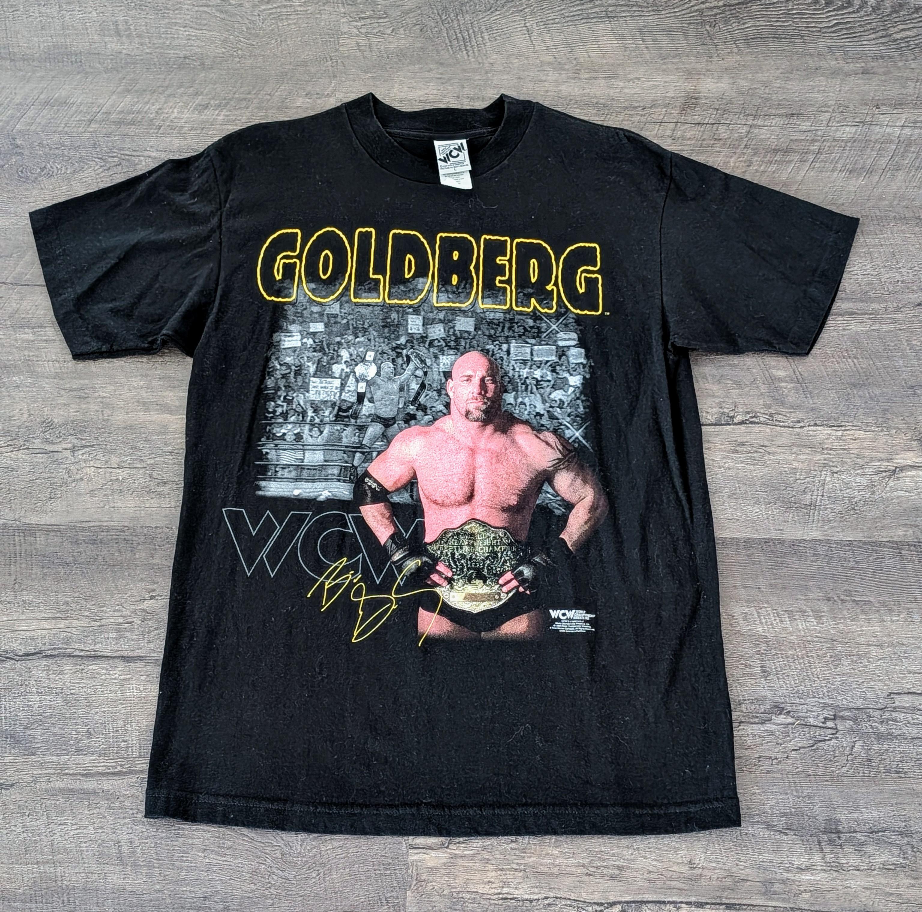 WCW Wrestling Bill Goldberg 1998 Wrestler Belt Vintage 90s Black T ...