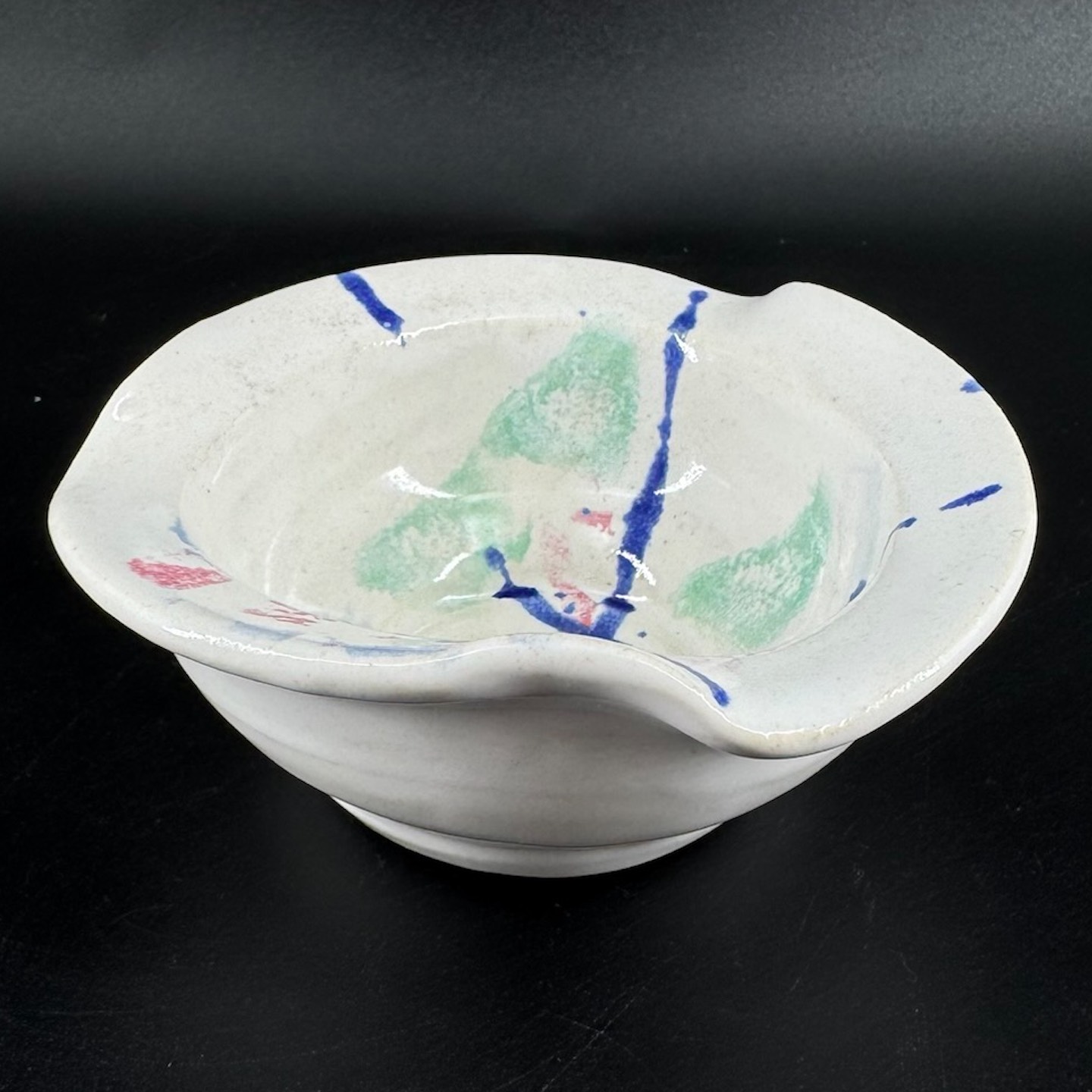 Studio Pottery Ruffled Splatter Bowl Dish